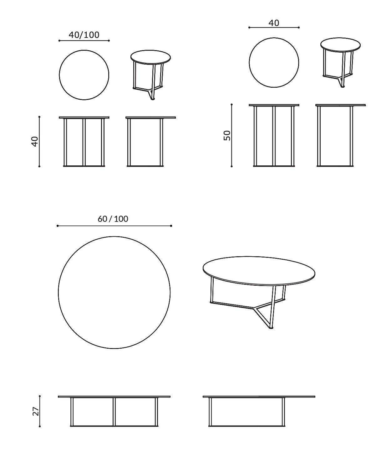 Round coffee table ROD By Tremolada