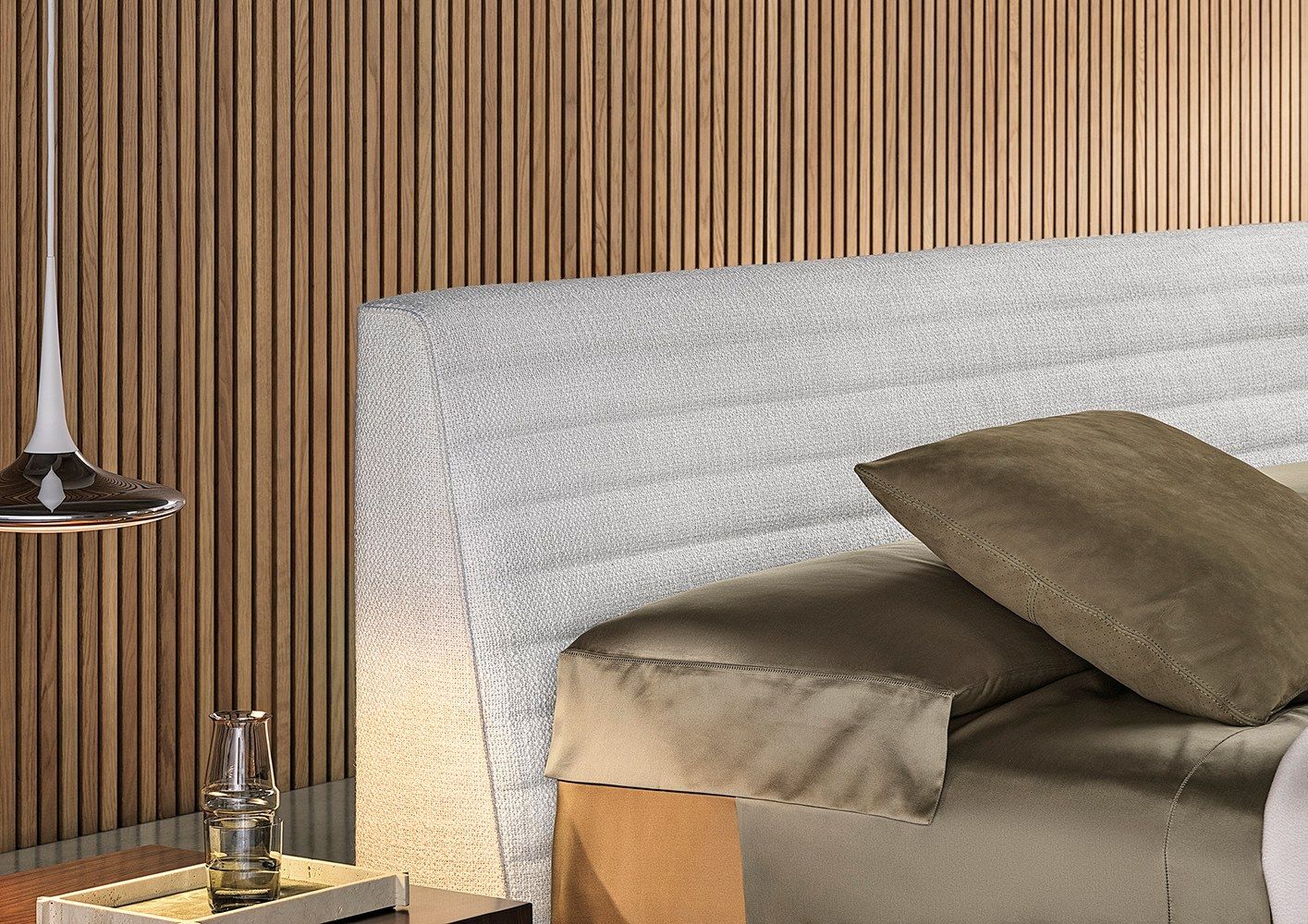 ROGER Fabric double bed with upholstered headboard By Minotti | design ...