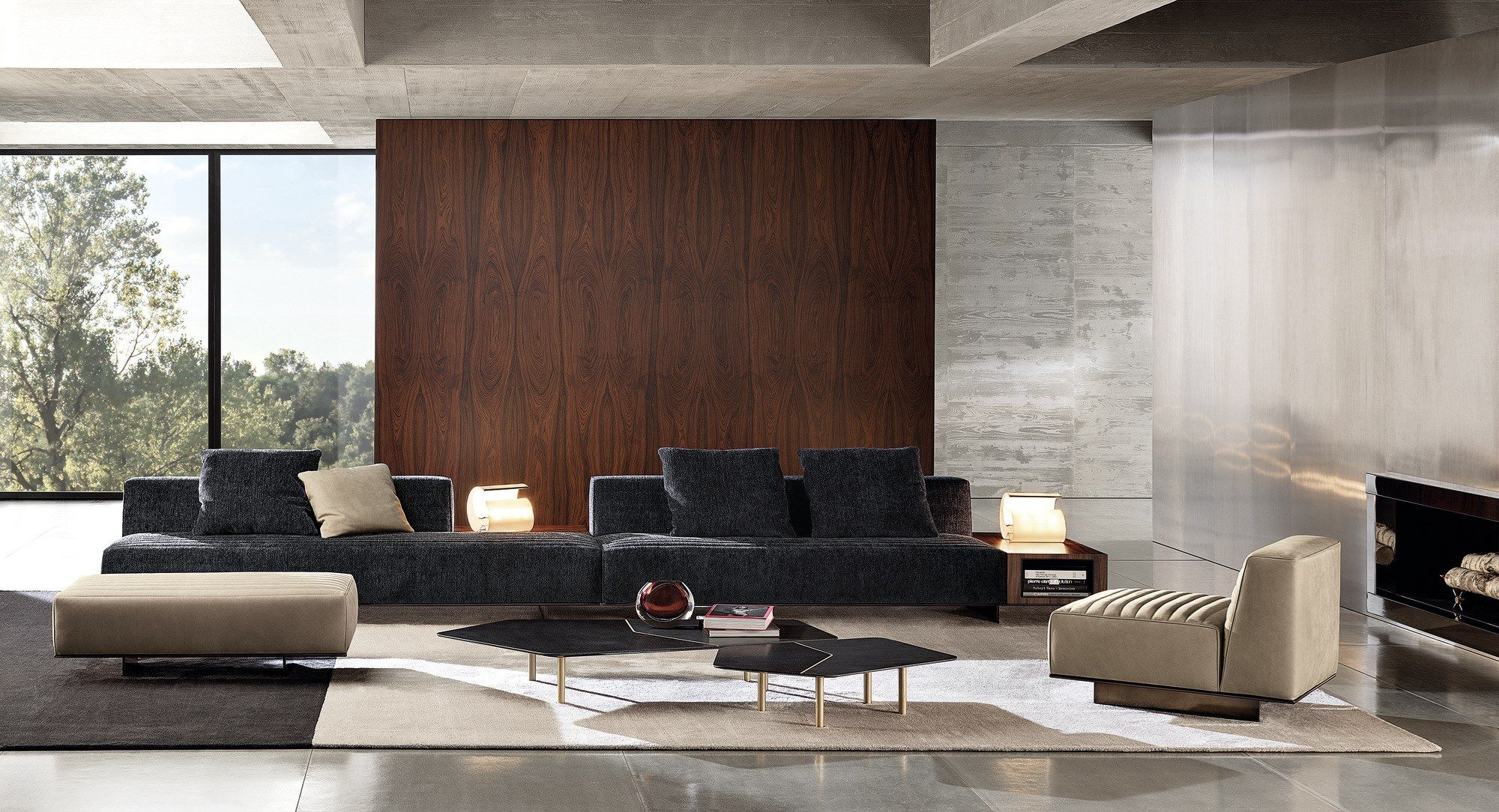 ROGER Sectional fabric sofa By Minotti | design Rodolfo Dordoni