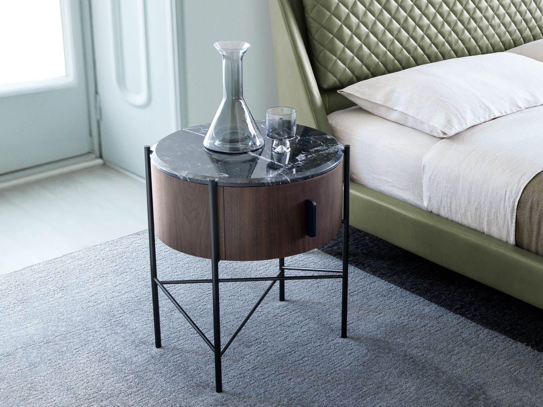 ROI Round bedside table with drawers By BertO | design Castello Lagravinese