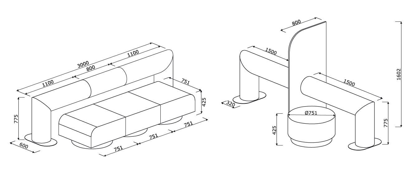 ROLL | Modular bench seating By MDD design Beza Projekt