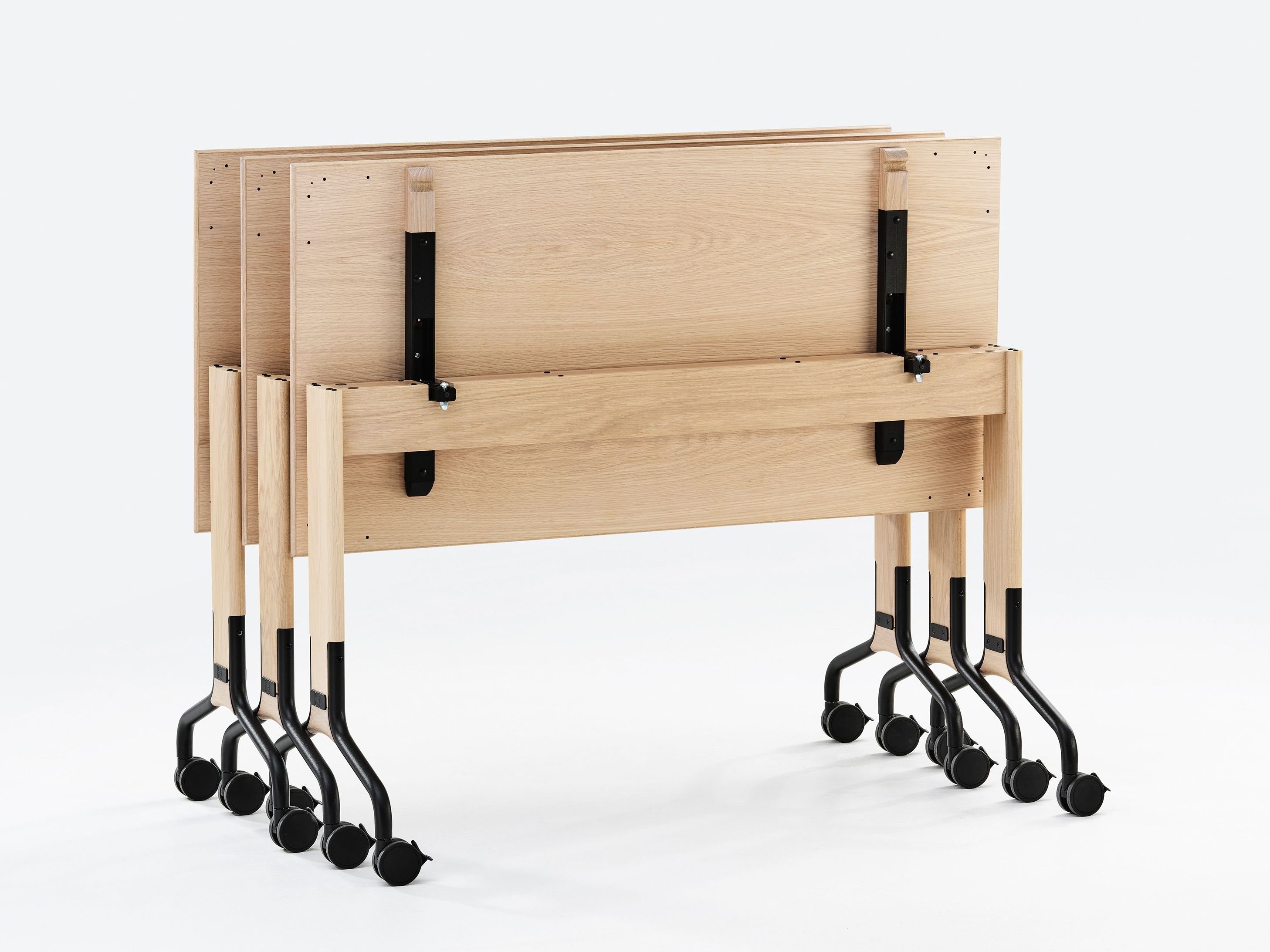 Rectangular drop-leaf wood veneer table with castors ROLLO By Karl Andersson design Axel Bjurström