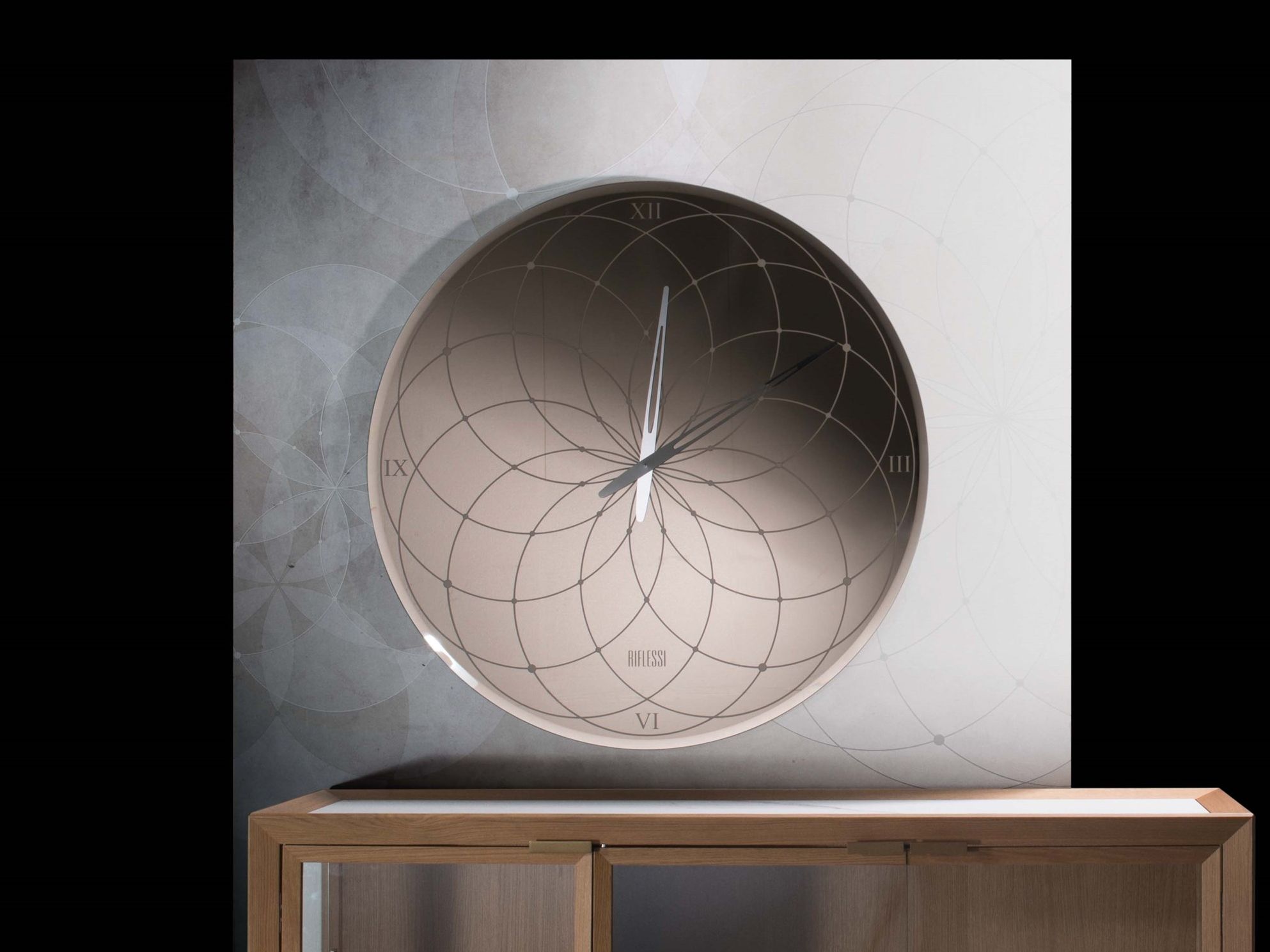 Wall-mounted screen printed glass clock ROMA By RIFLESSI
