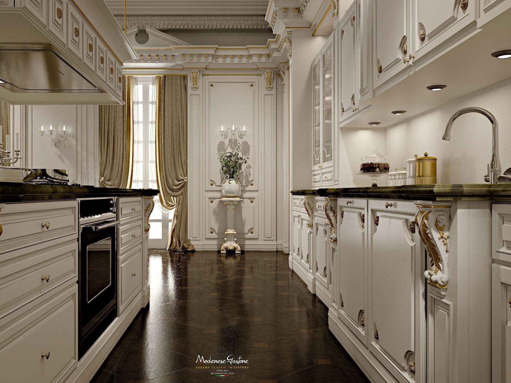 Lacquered custom solid wood kitchen with island ROMANTICA - IVORY AND ...