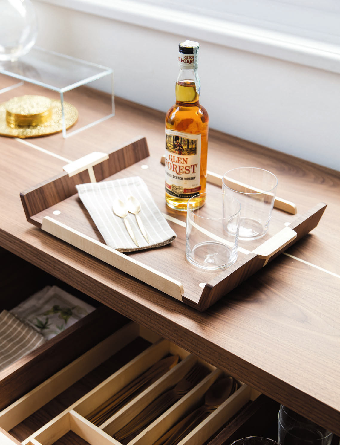 RONDÒ 2 Walnut sideboard / bar cabinet By Porada | design Umberto Asnago