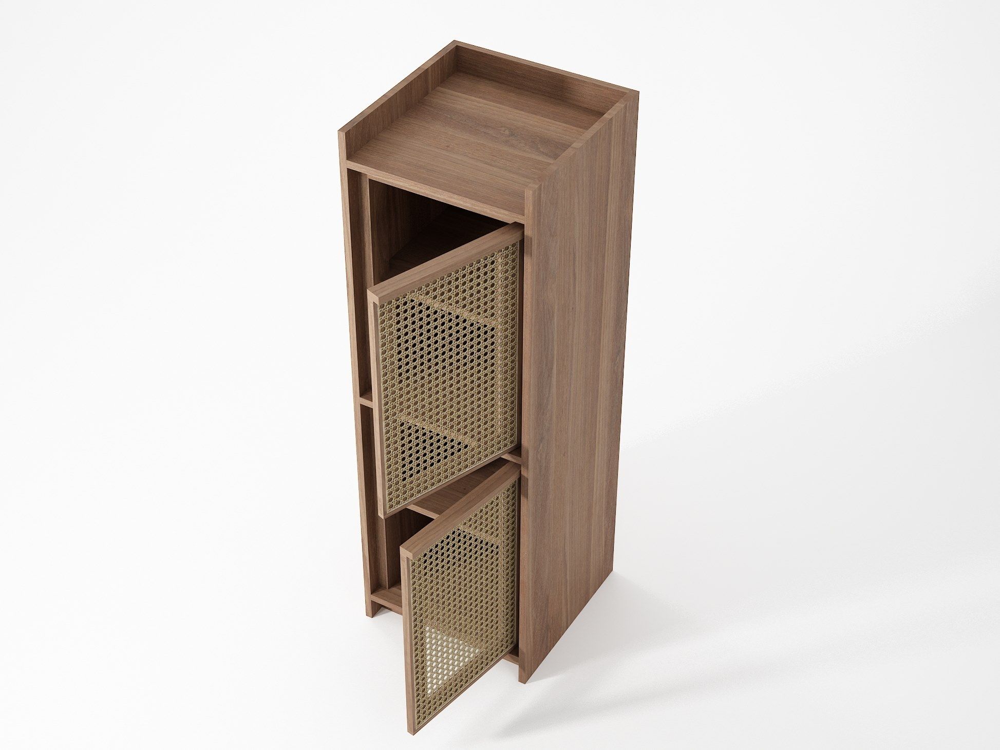 ROOTS Solid wood and rattan highboard with doors By KARPENTER | design ...