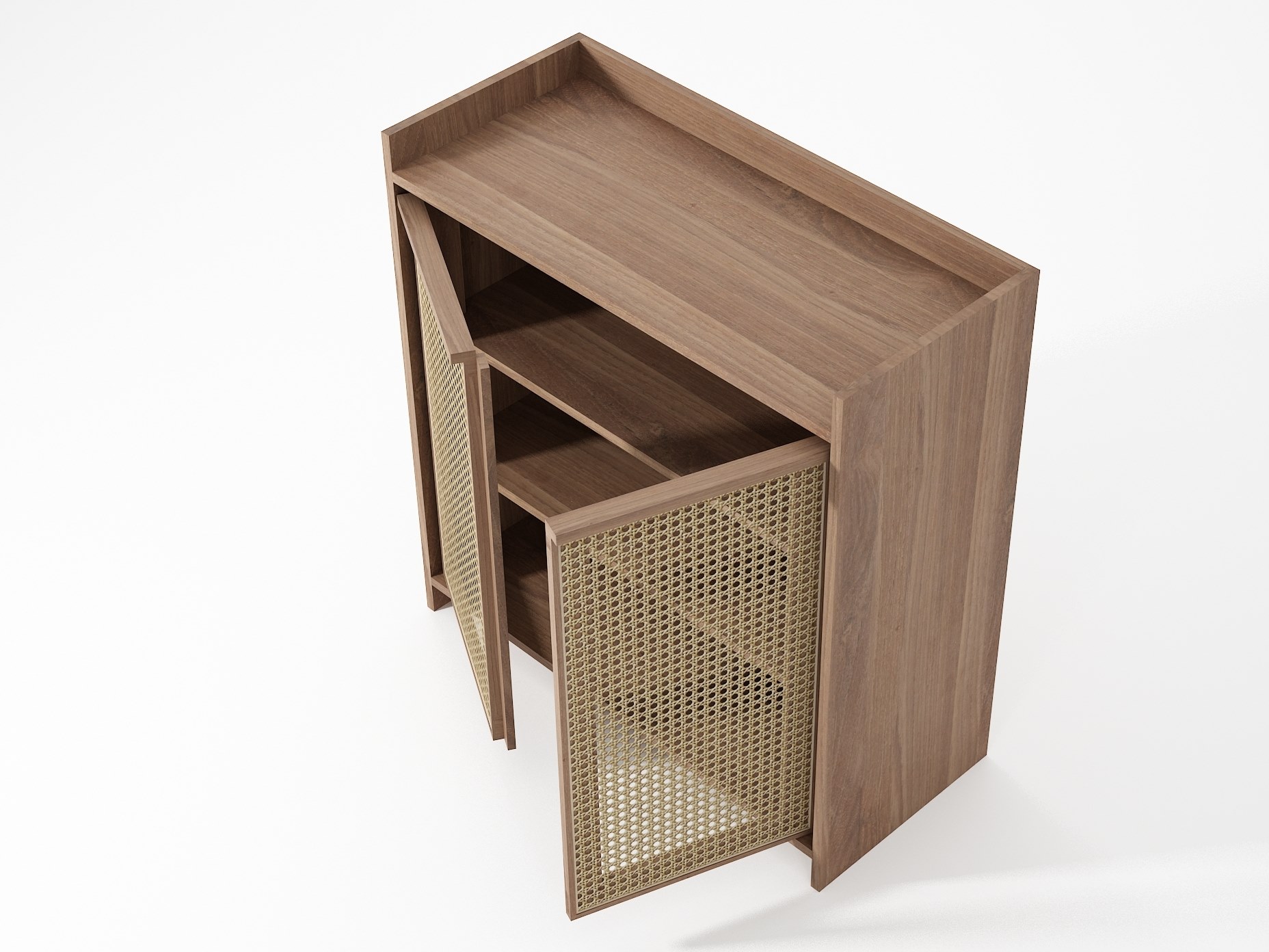 ROOTS Solid wood and rattan sideboard with doors By KARPENTER | design ...