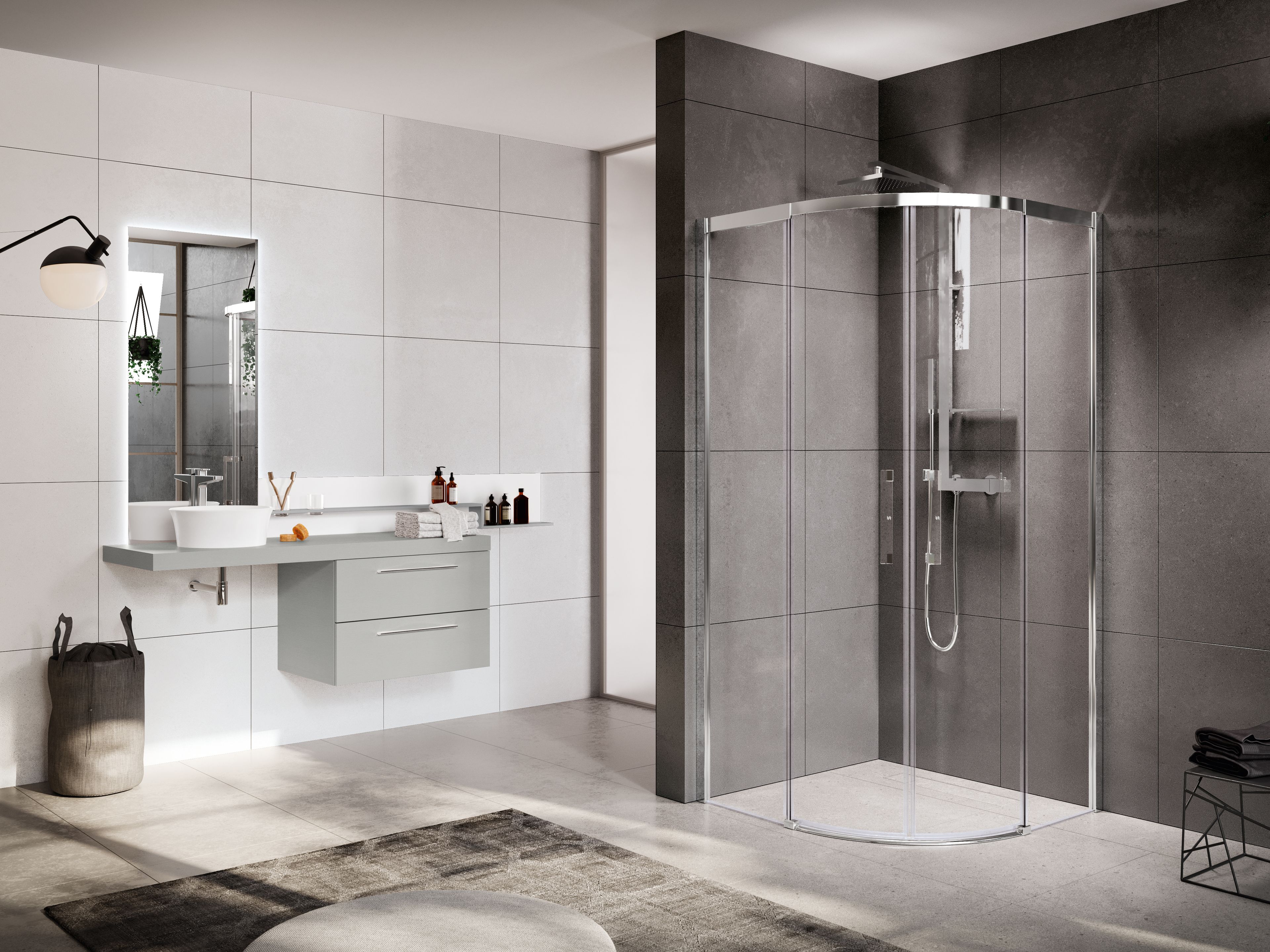 ROSE ROSSE R Corner semicircular shower cabin with sliding door By ...