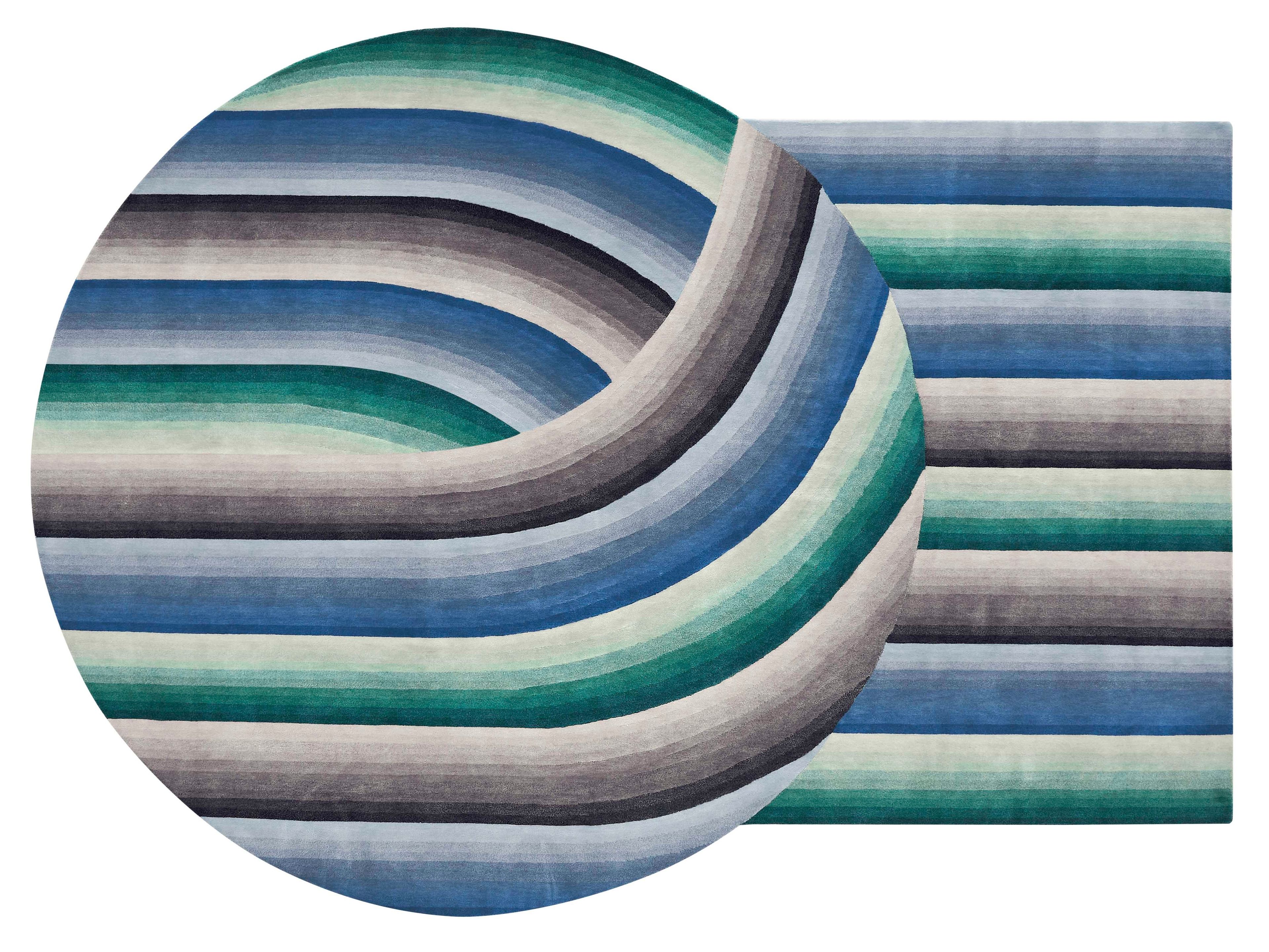 ROUND MIRAGE BLUE Handmade rug By GAN | design Patricia Urquiola