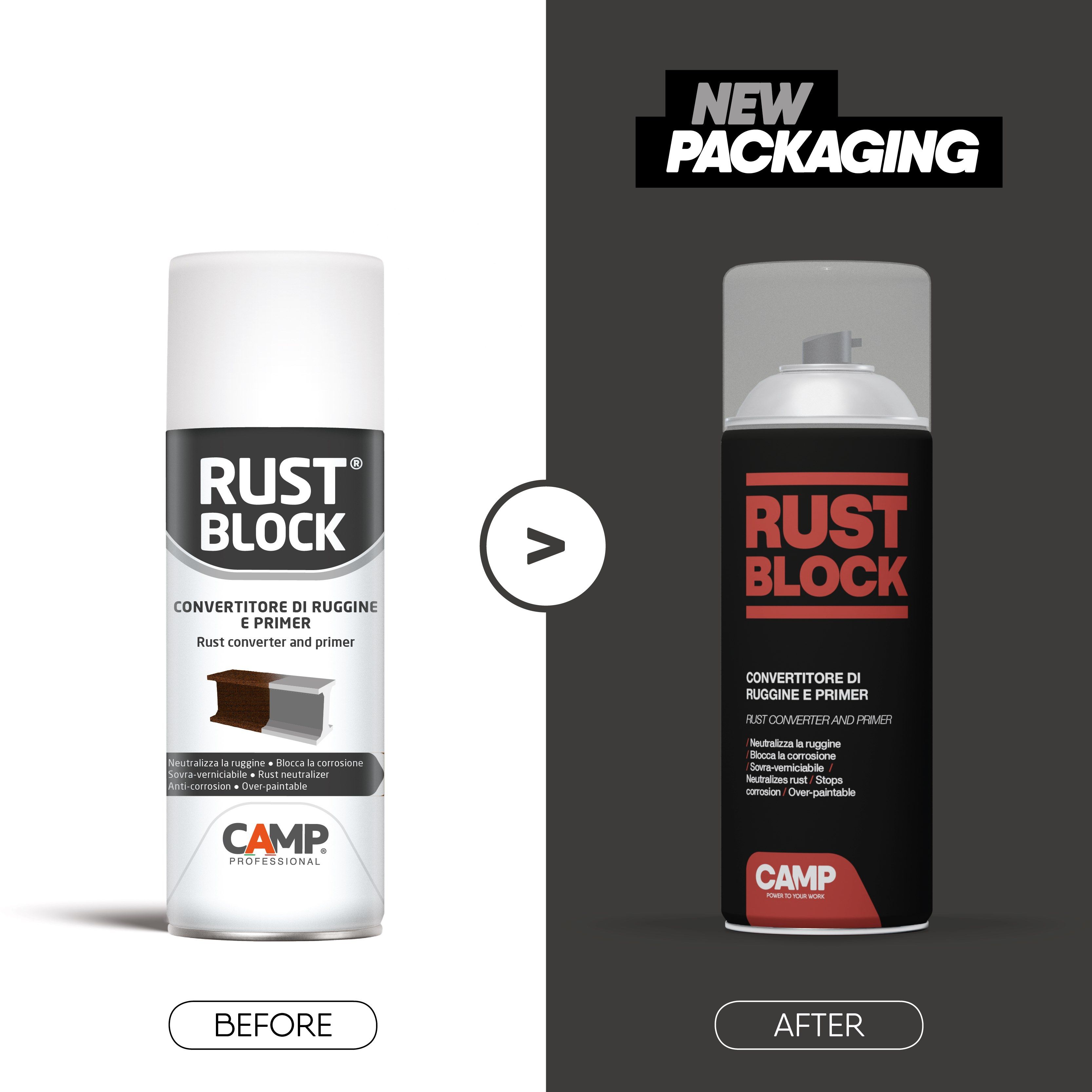 RUST BLOCK ® SPRAY Convertitore di ruggine e primer By CAMP
