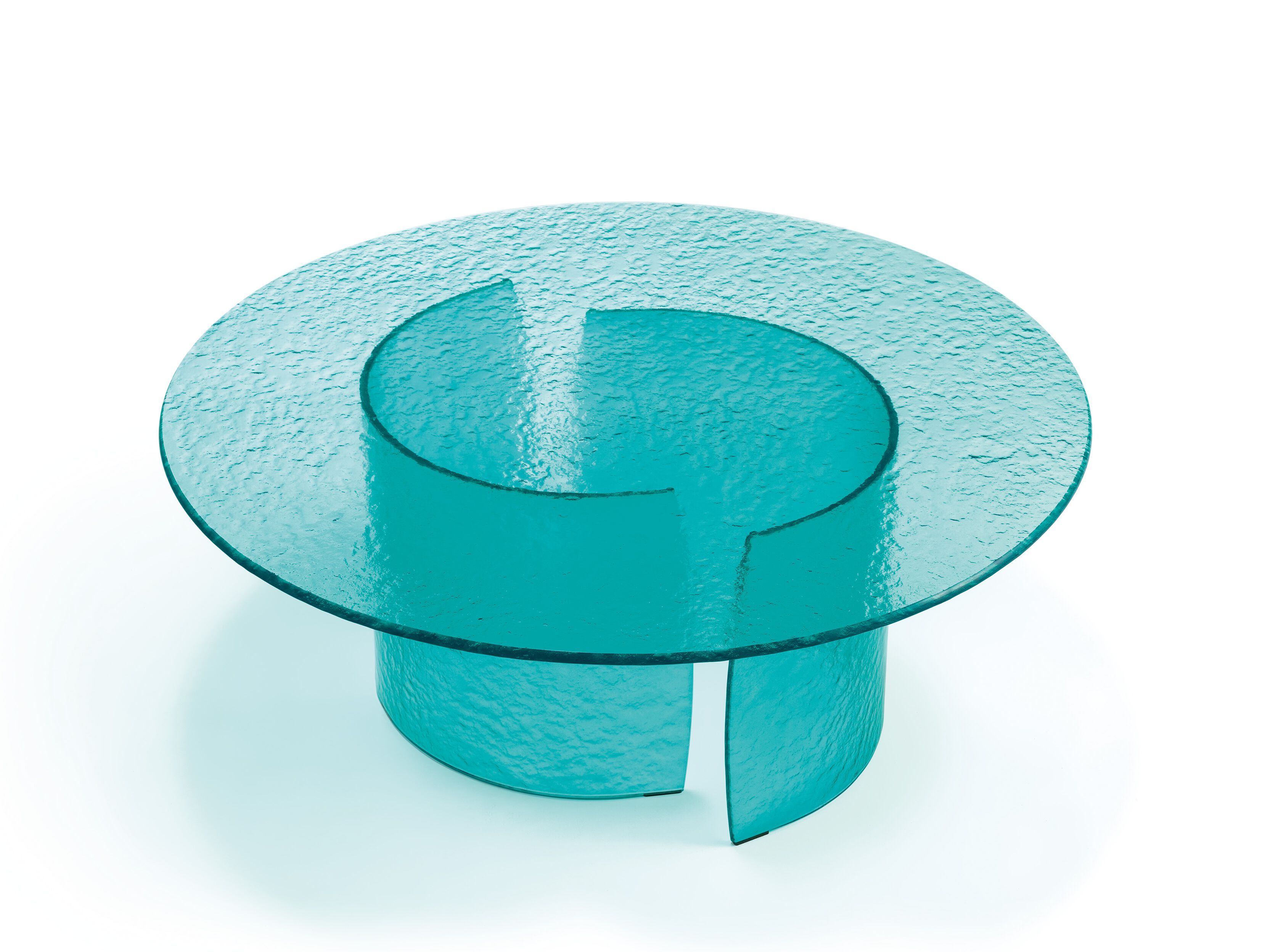 PETALO 40 ACQUA Round glass coffee table for living room By Reflex