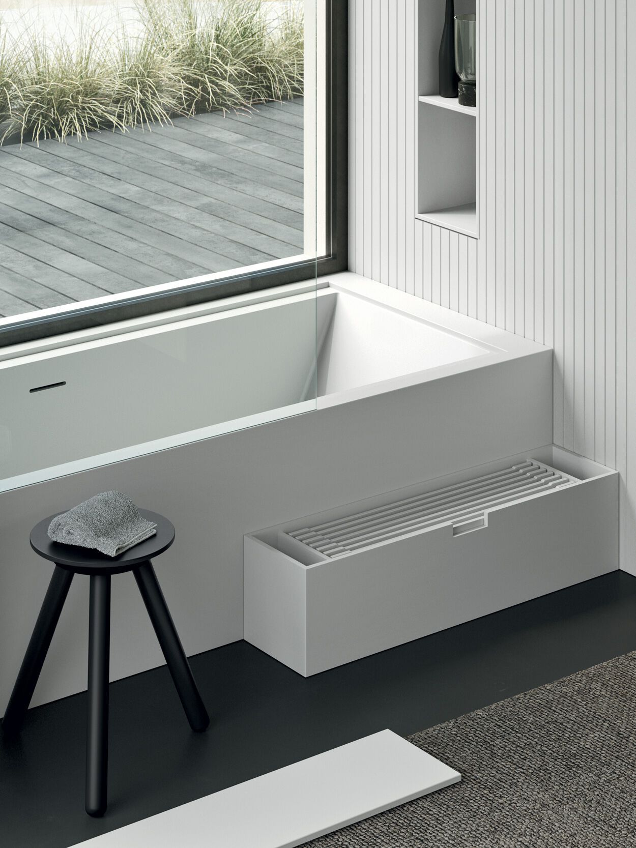 ALTEREGO Vasca da bagno in Corian con doccia integrata By Rexa