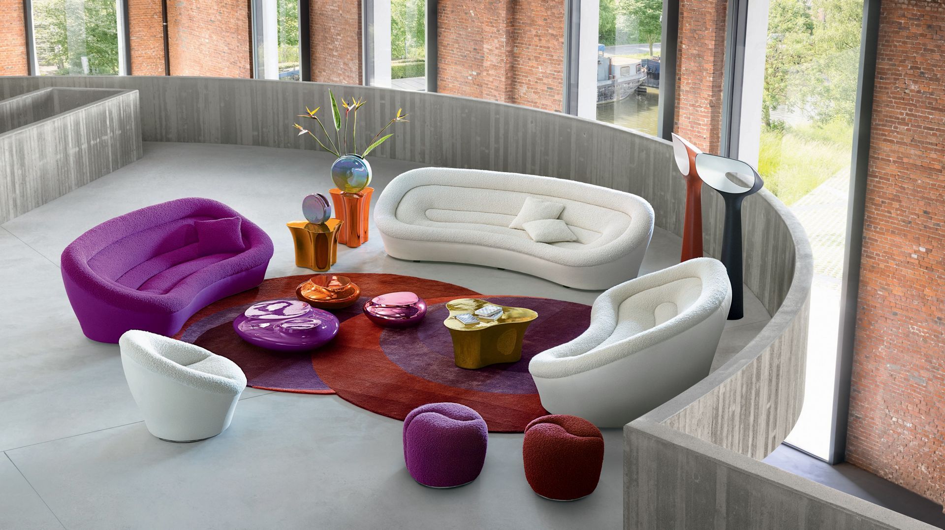 LOVE Curved 4 seater fabric sofa By Roche Bobois