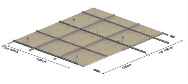 Acoustic fireproof ceiling panels Rockfon® System T24 A By Rockfon