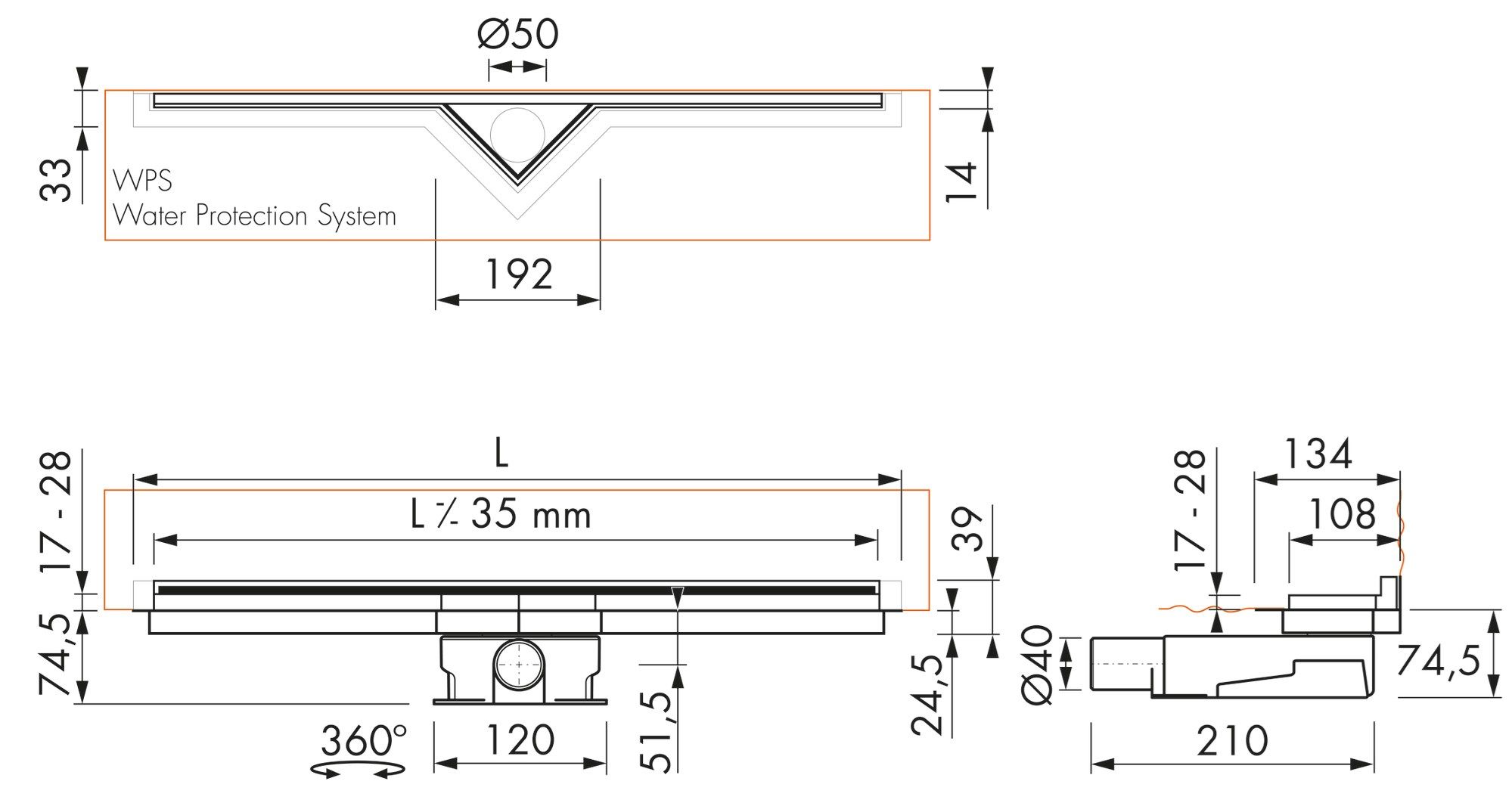 S-LINE Stainless steel shower channel By ESS Easy Drain