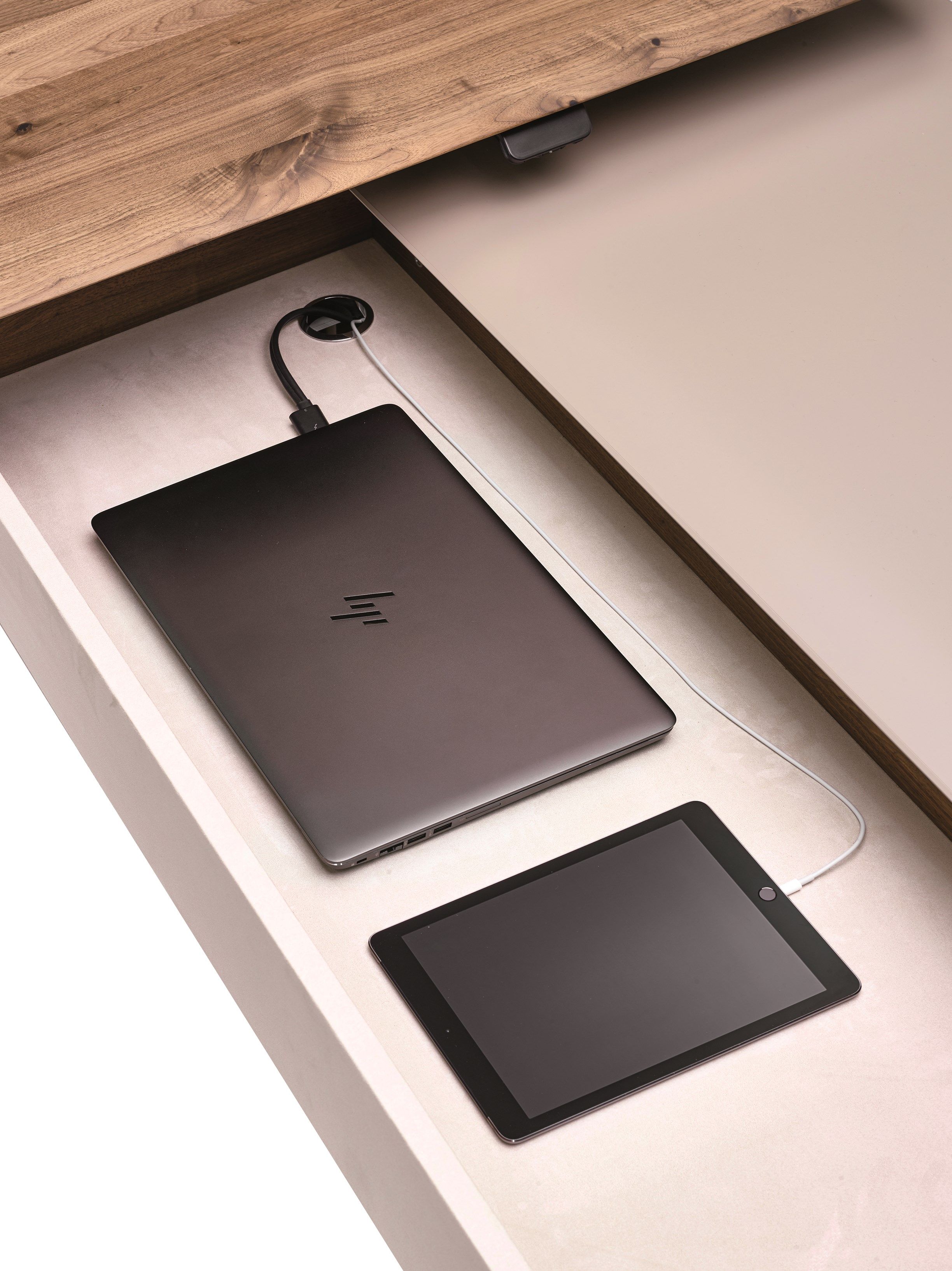 Height-adjustable L-shaped office desk with shelves S100 DESK By YOMEI ...