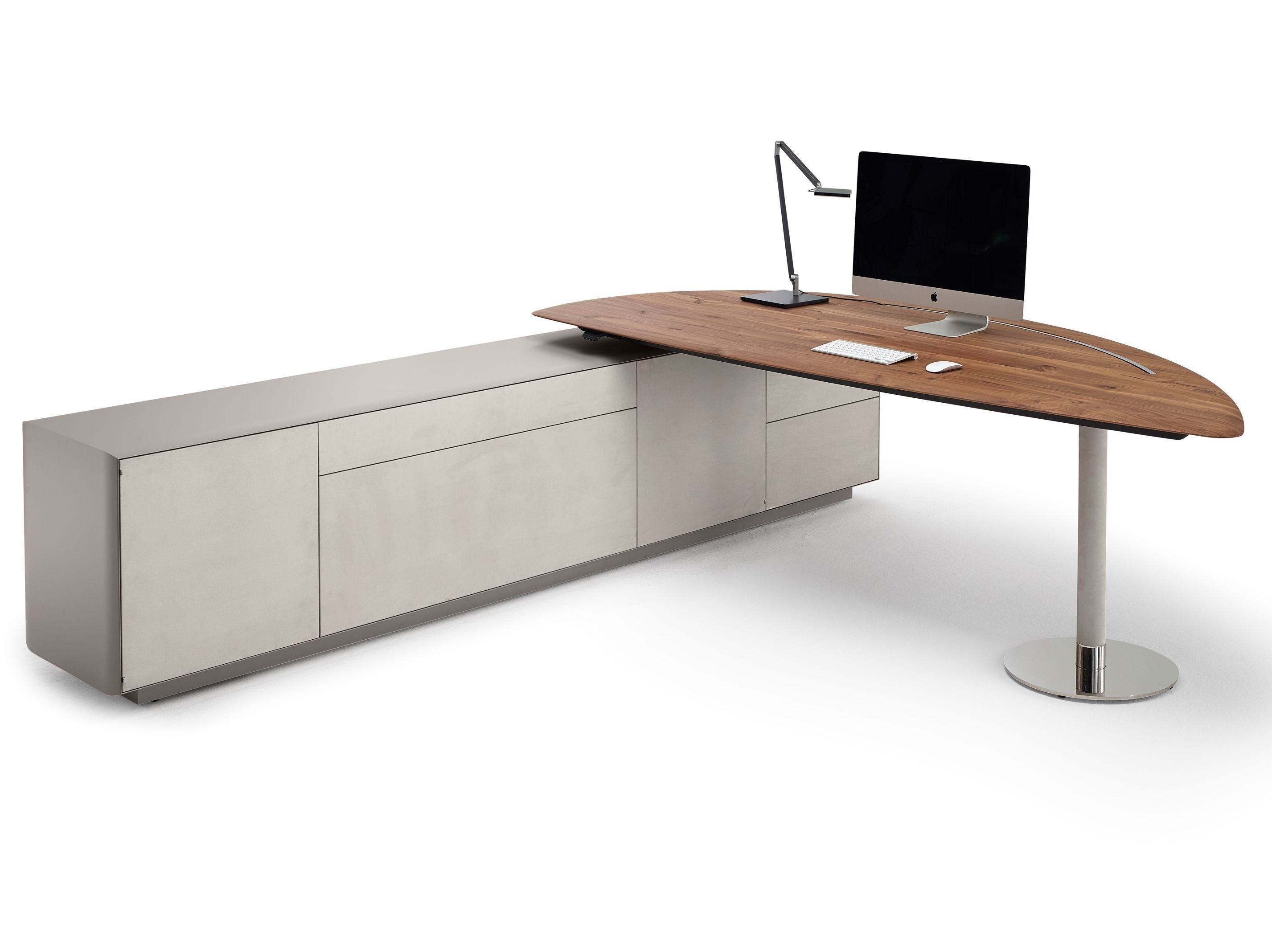 S100 DESK Height-adjustable L-shaped office desk with shelves By YOMEI ...