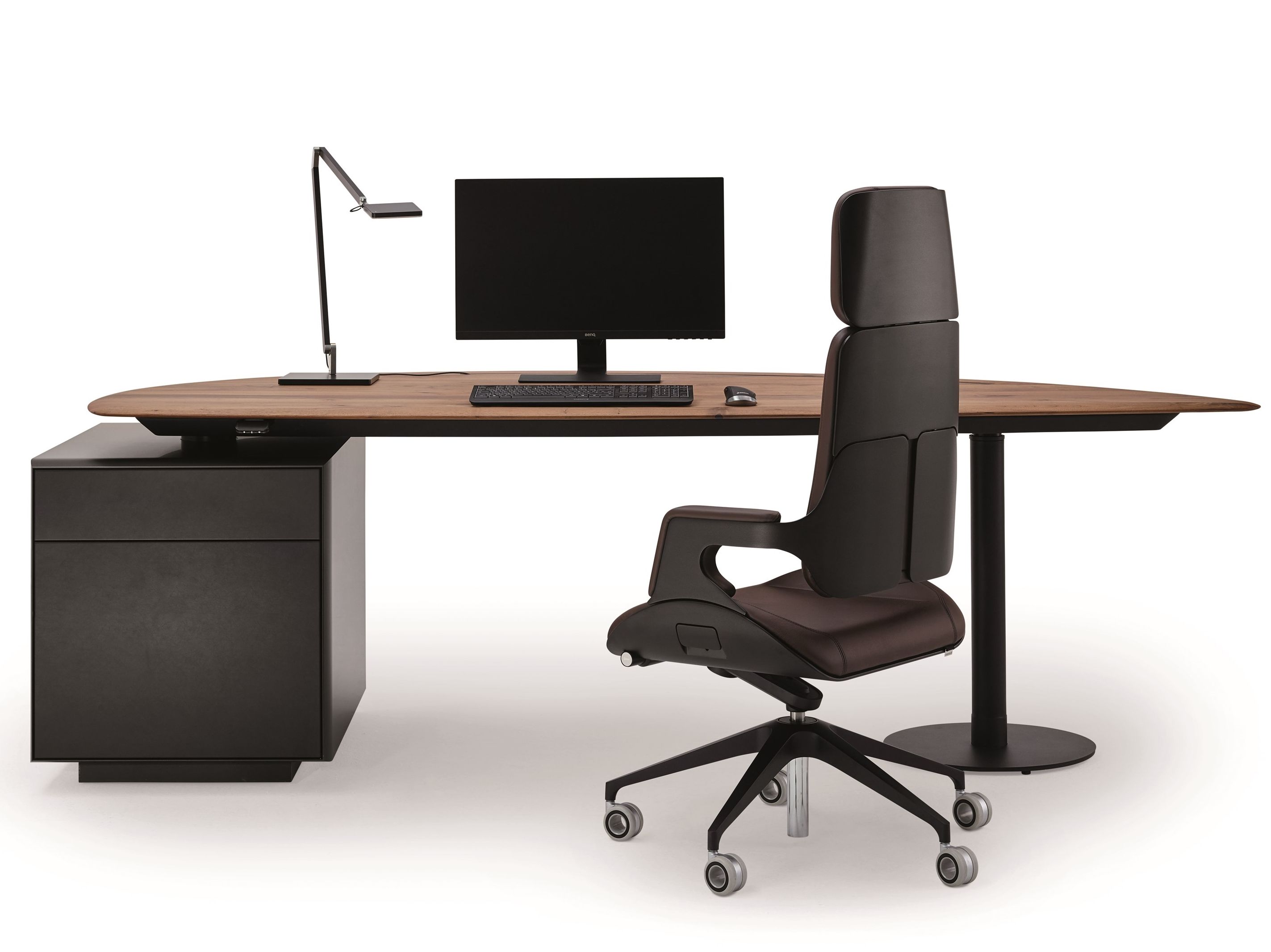 S100 DESK Height-adjustable L-shaped office desk with shelves By YOMEI ...