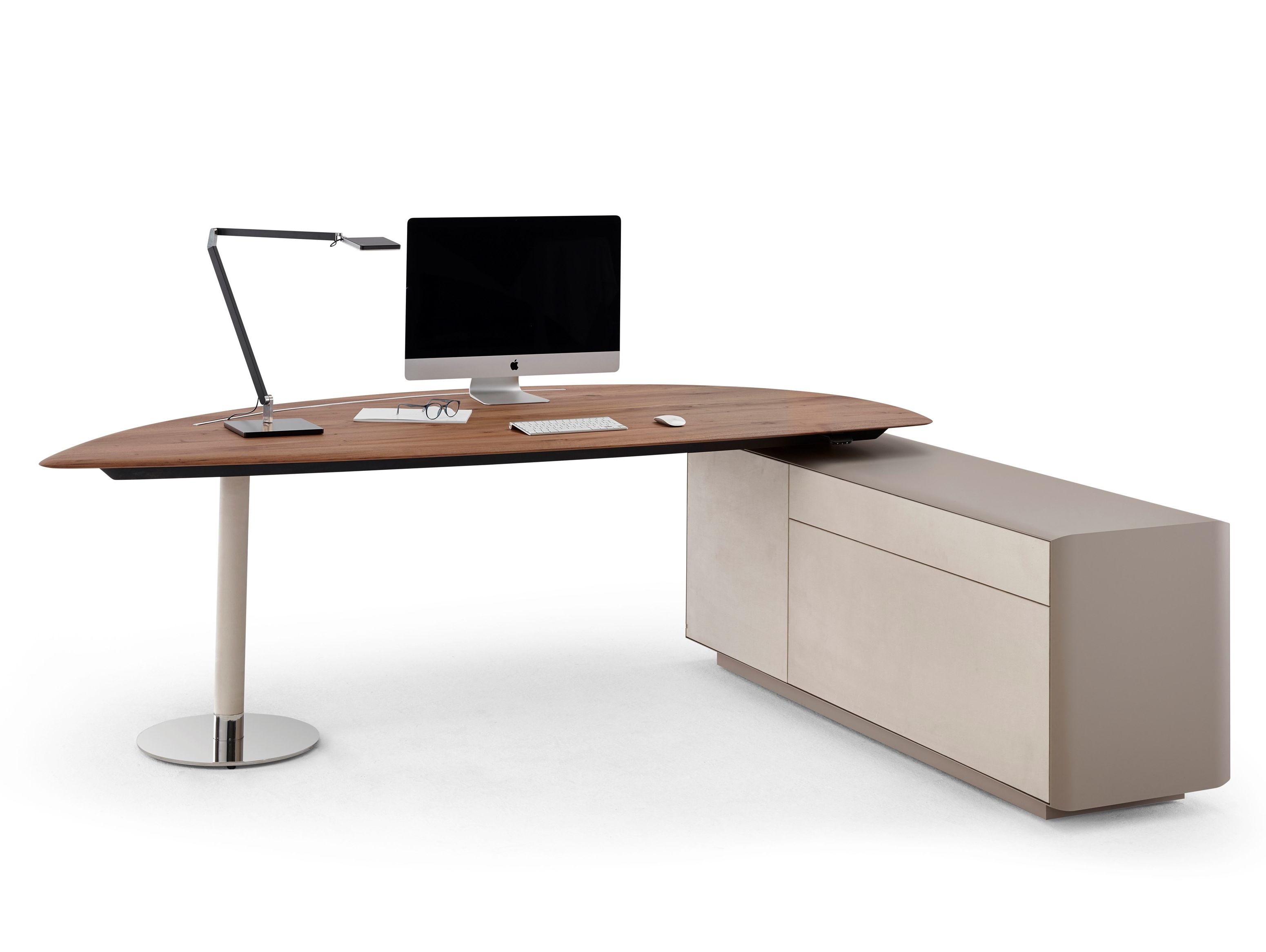 S100 DESK Height-adjustable L-shaped office desk with shelves By YOMEI ...