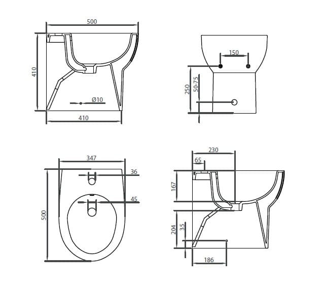 SAIL Bidé de cerâmica de chão com rebosadero By Ercos | Ponsi