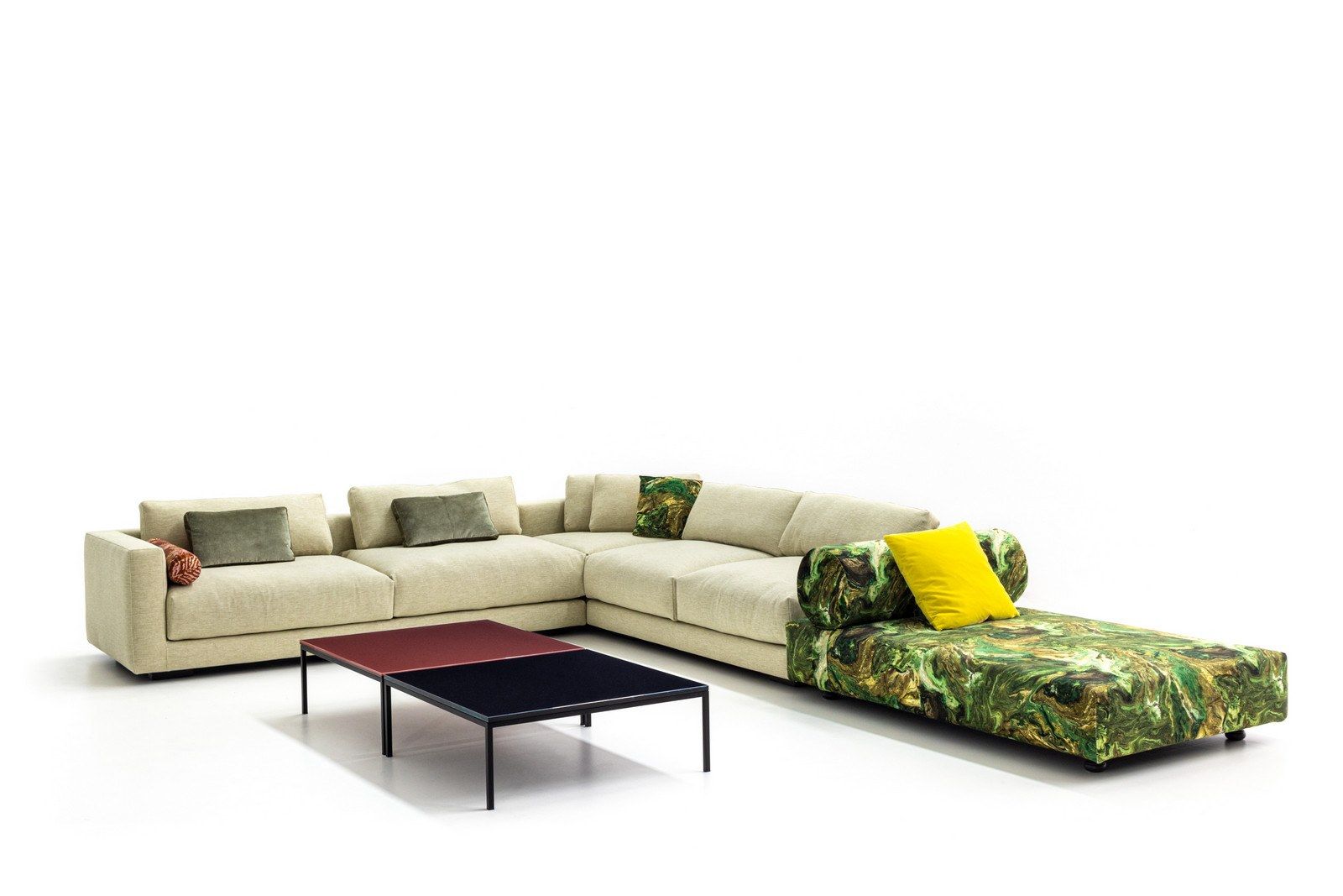 SALON NANÀ Fabric sofa with chaise longue By Moroso | design Annabel ...