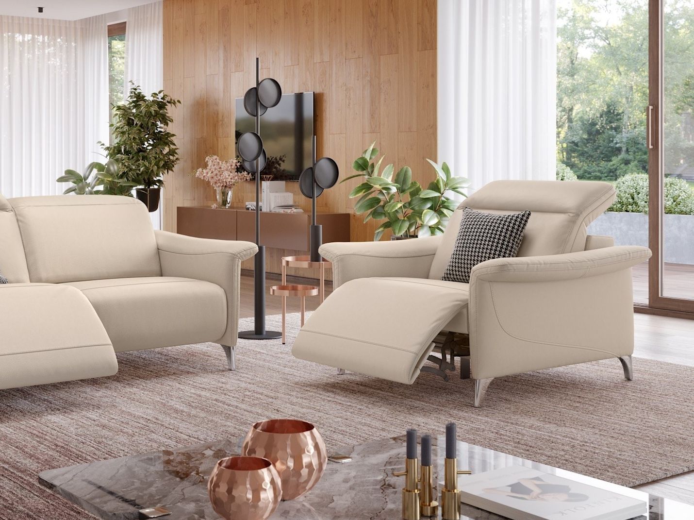 SAMANA Leather armchair with armrests By Sofanella