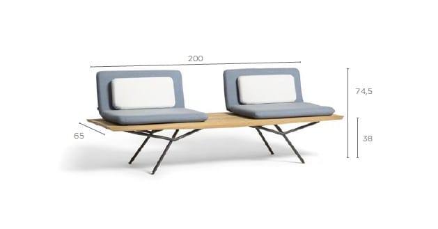 SAN | Bench with back San Collection By MANUTTI design Lionel Doyen