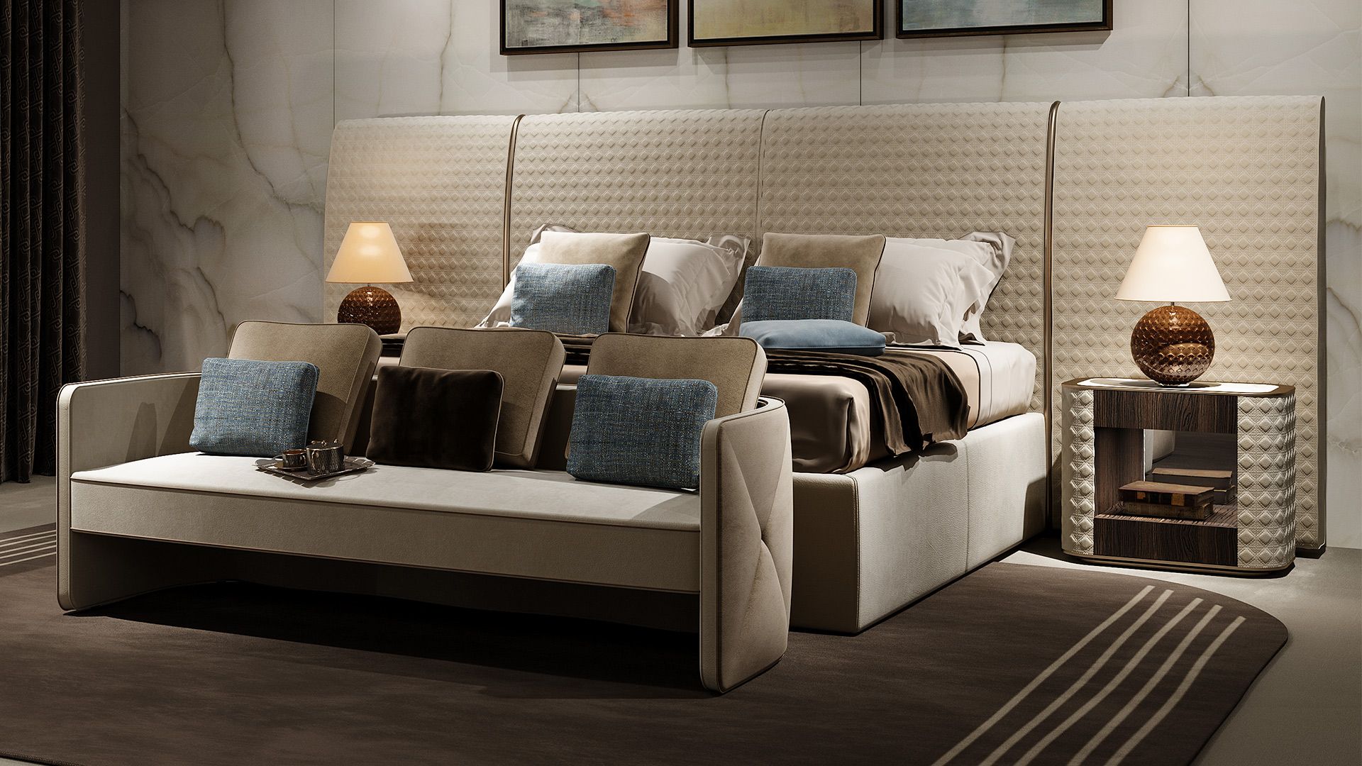 SAN MARCO Leather double bed By Reflex | design Tulczinsky