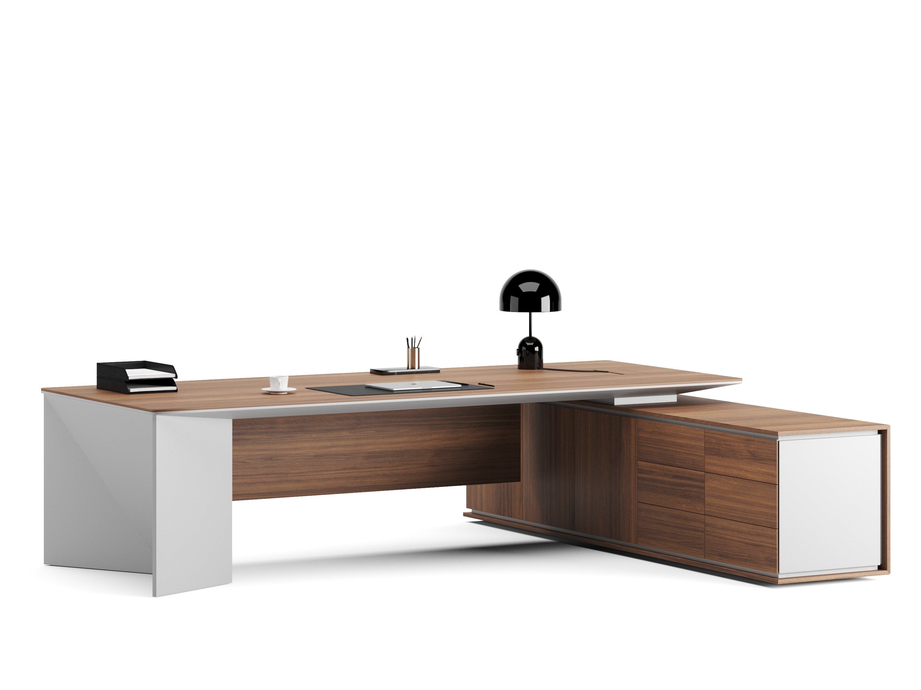 SANZIO Rectangular wooden executive desk with shelves By Ersa