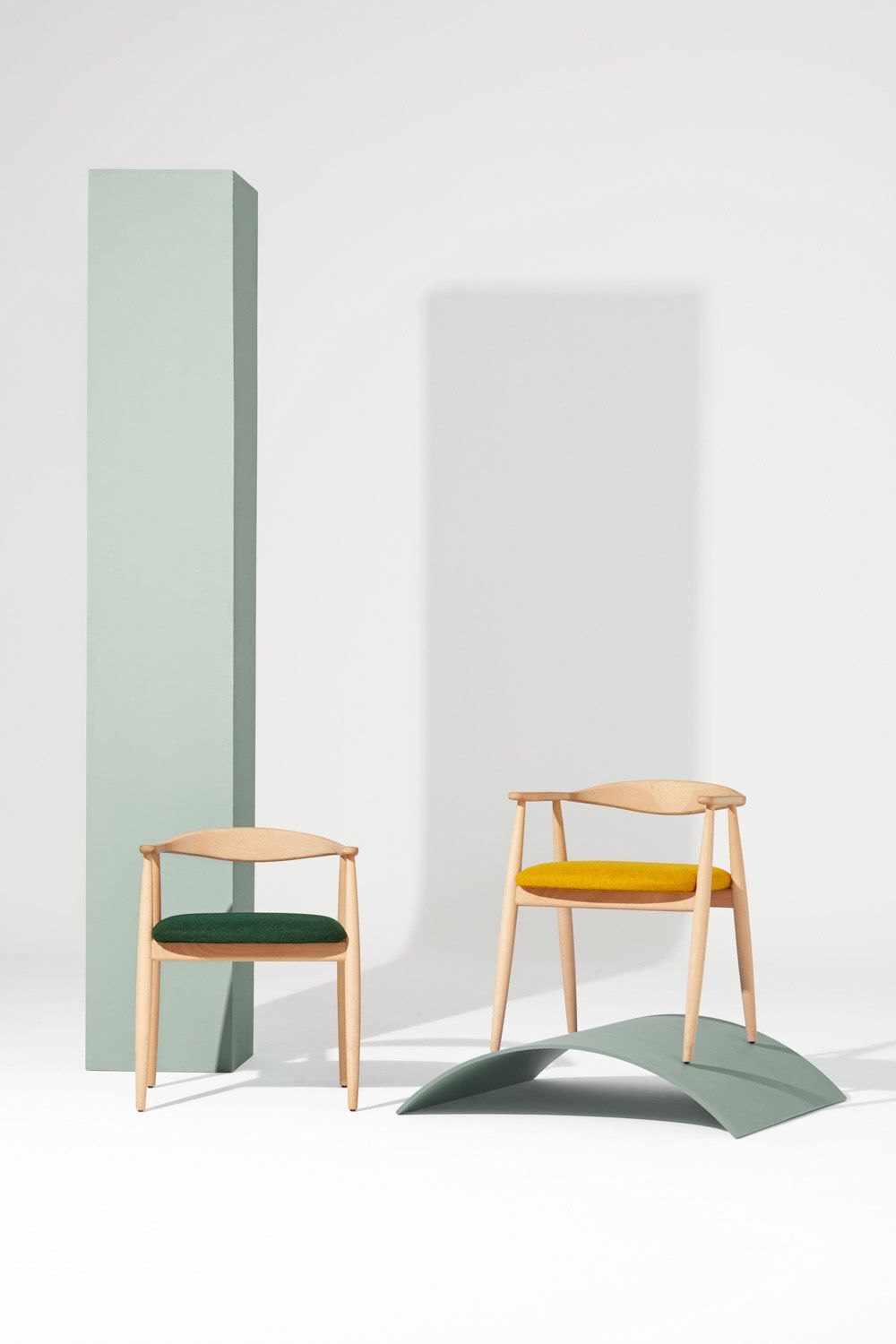 SAPPORO Open back fabric chair with beech frame and armrests By Annud ...