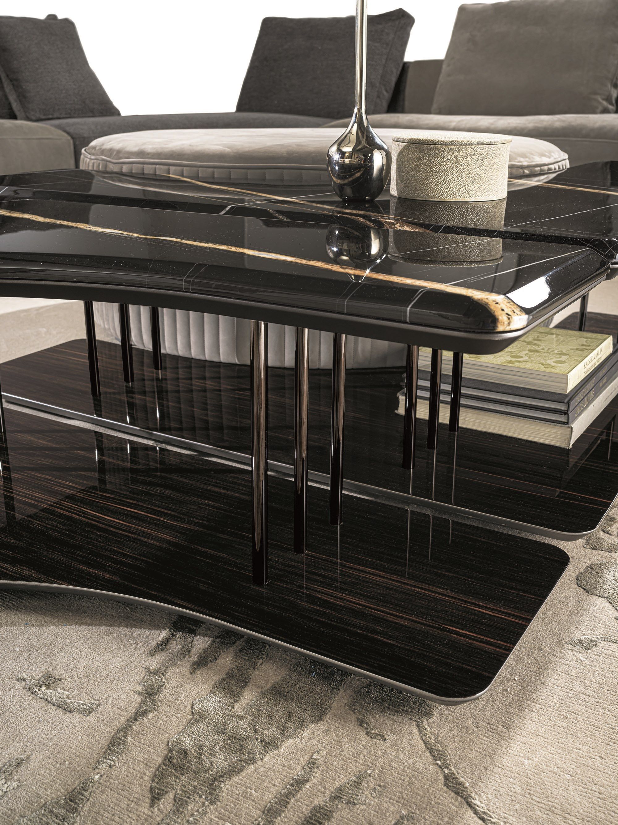 Modular marble coffee table SATURN By Longhi design Giuseppe Viganò