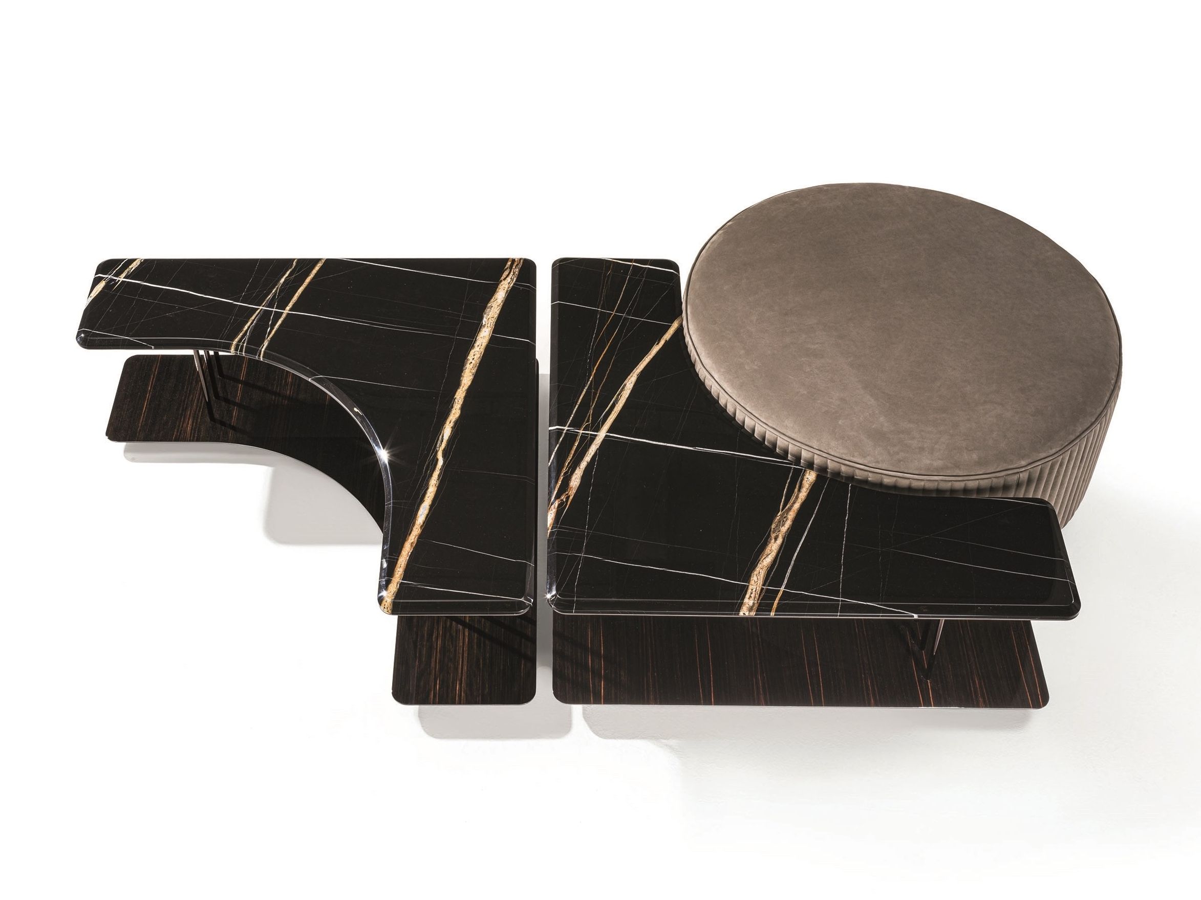 Modular marble coffee table SATURN By Longhi design Giuseppe Viganò