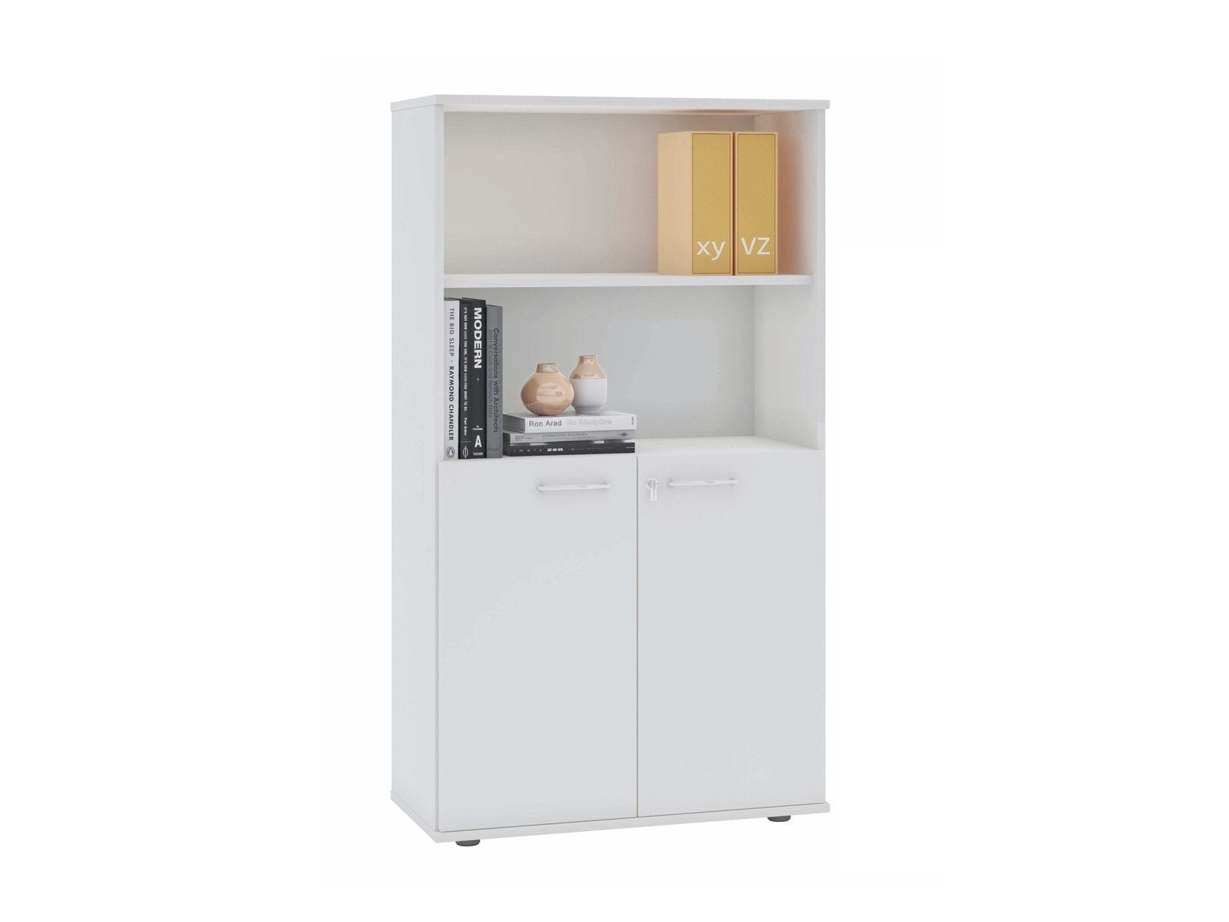 SCALA Tall melamine office storage unit with hinged doors with lock By Ersa
