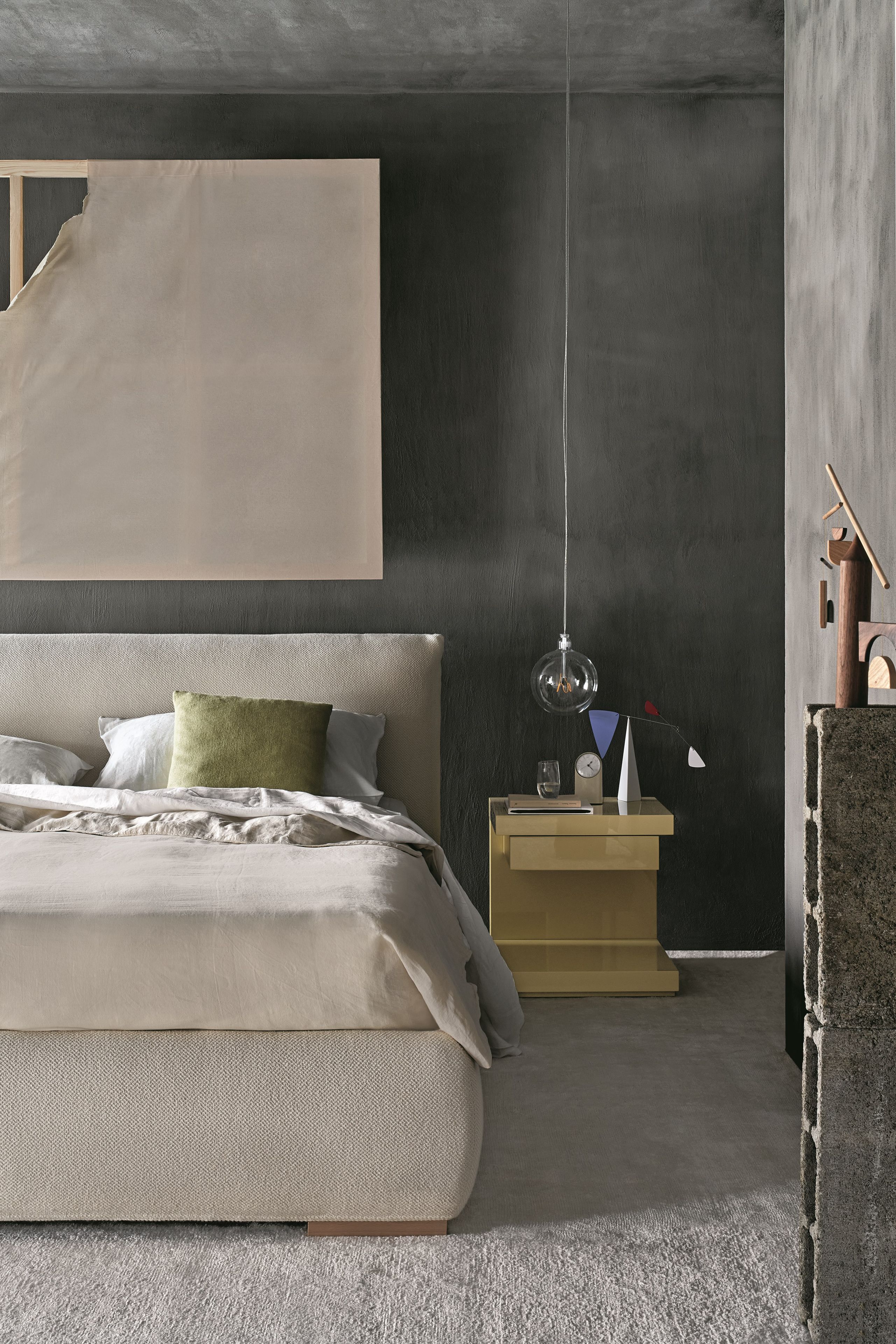 SCOTT Fabric double bed with removable cover By Meridiani