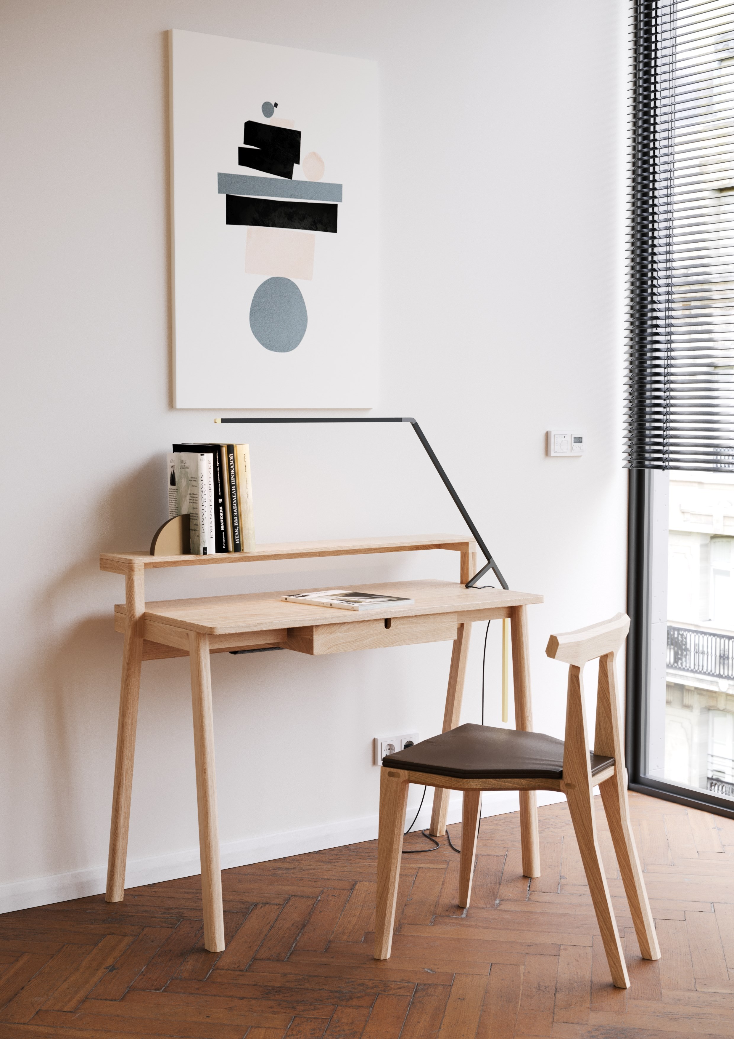 SECRETA Wooden secretary desk with drawers By Wewood