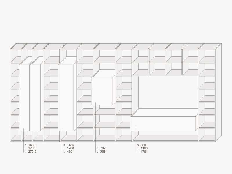 SELECTA NOCE L | Storage wall Selecta Noce L Collection By Lema