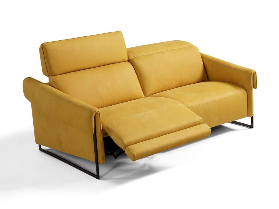 Recliner 3 seater leather sofa SELFIE By Max Divani