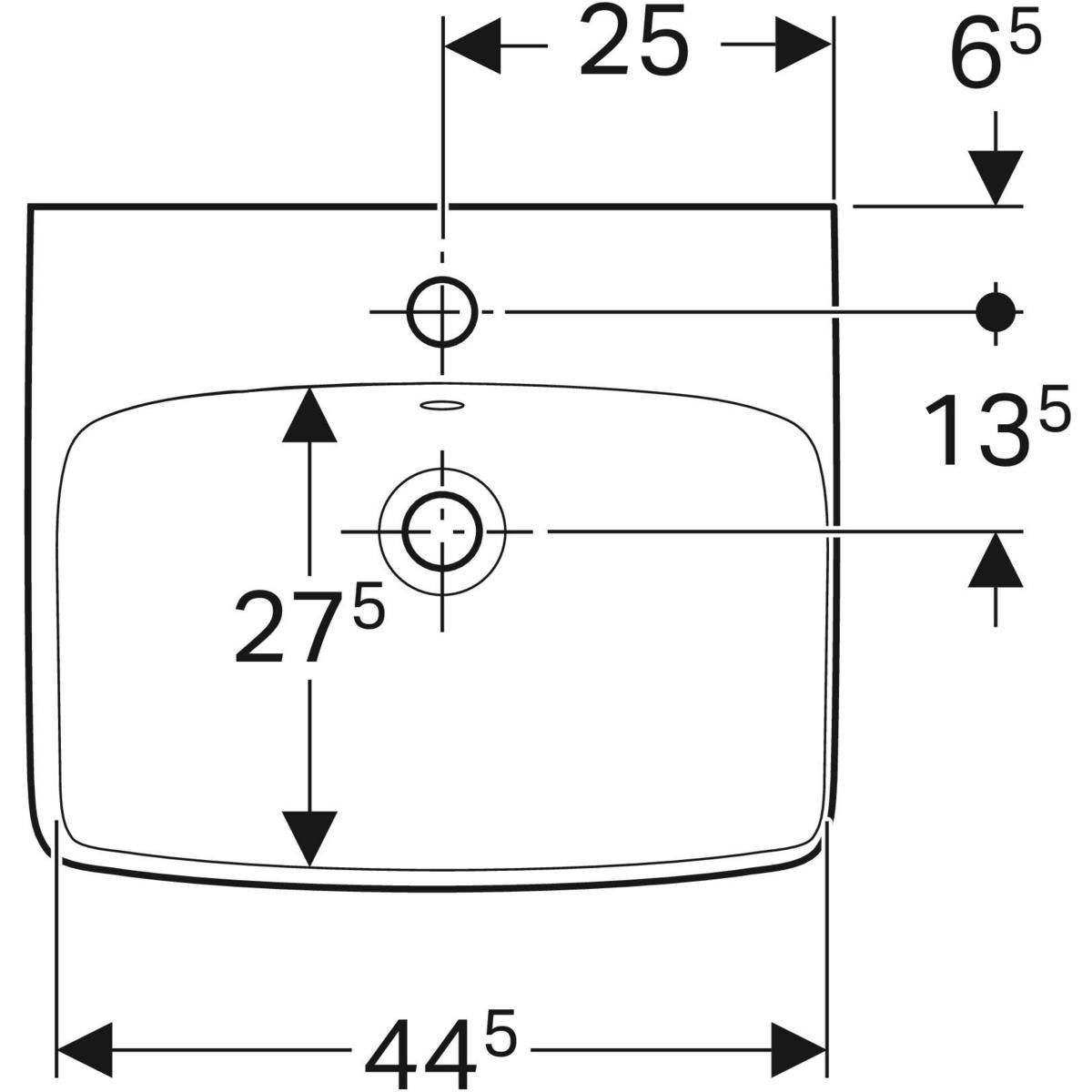 SELNOVA SQUARE Vitreous China handrinse basin with overflow By Geberit