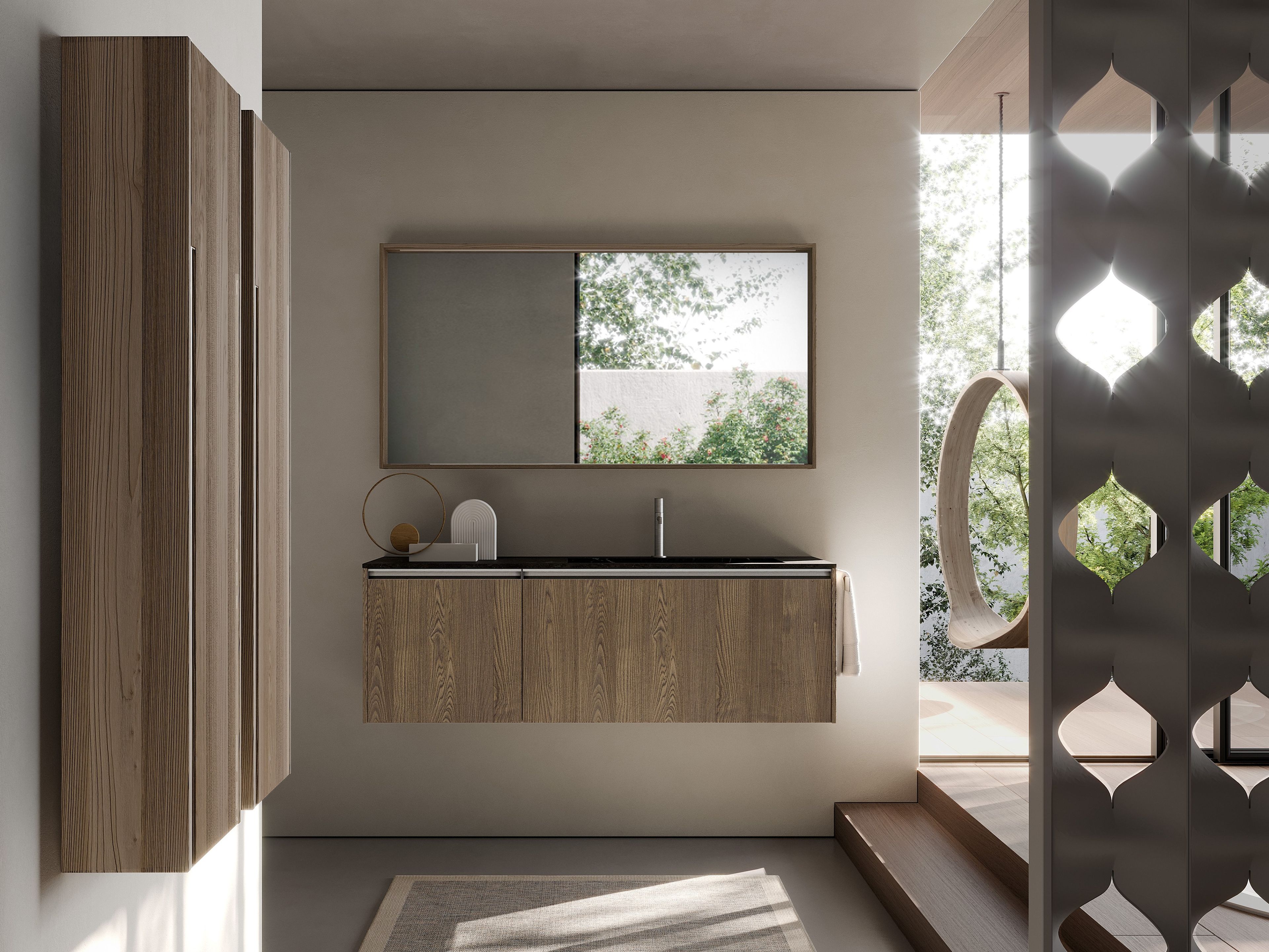 SENSE 04 Wall-mounted teak vanity unit By Ideagroup | design Aqua