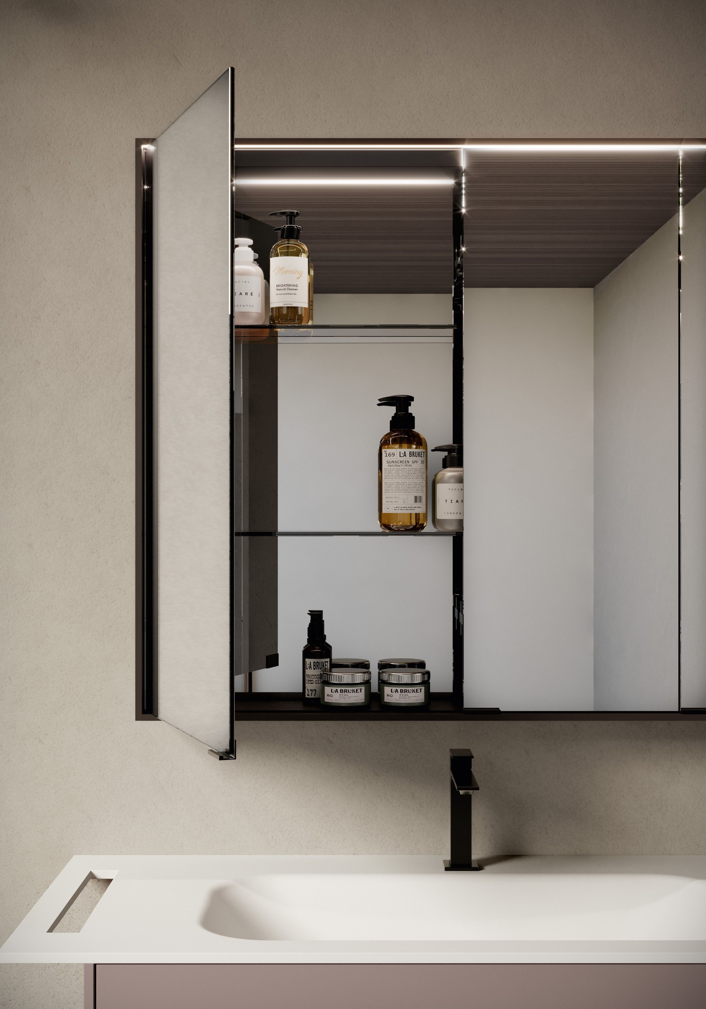 Single vanity unit with integrated washbasin SENSE 18 By Ideagroup