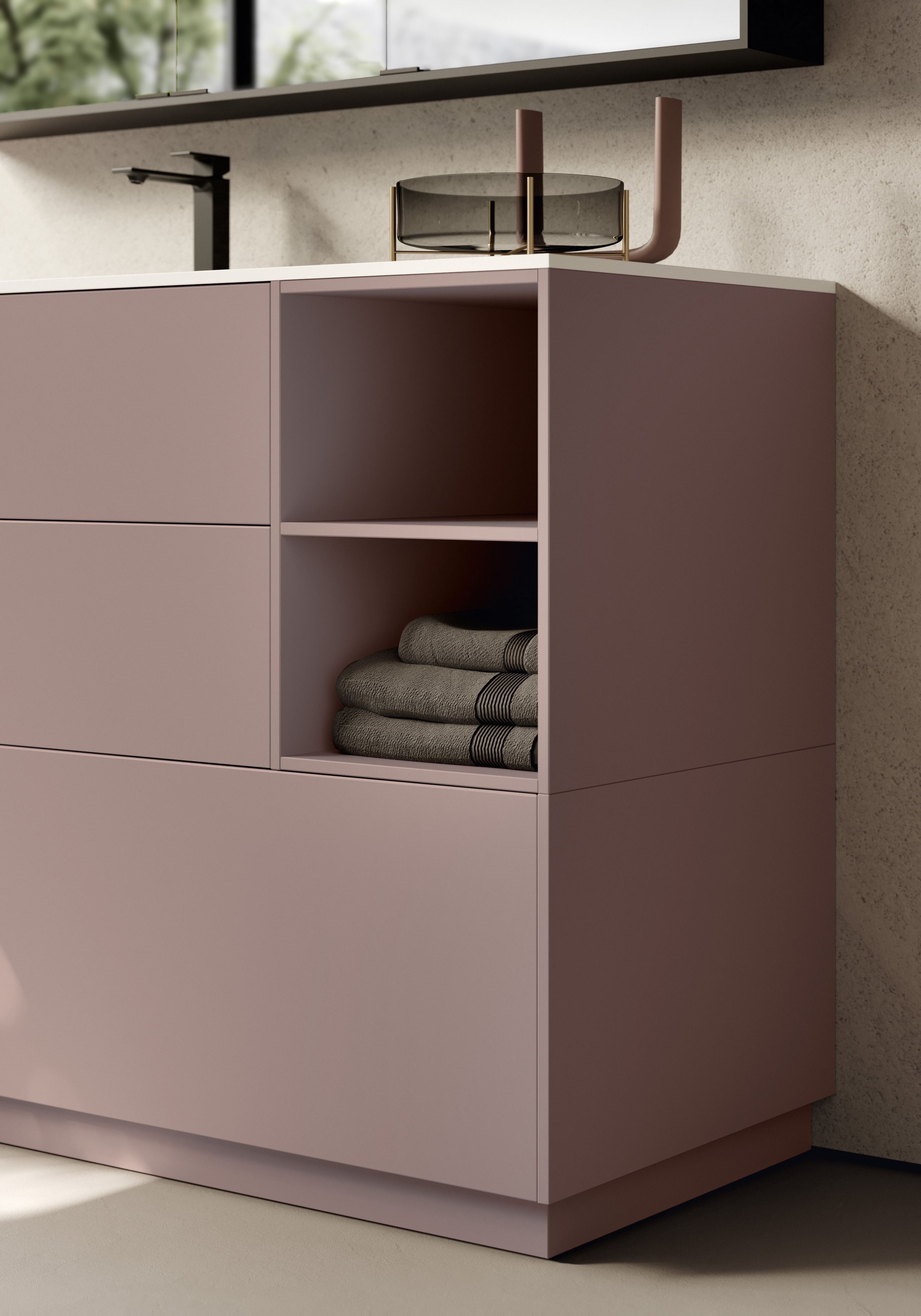 Single vanity unit with integrated washbasin SENSE 18 By Ideagroup