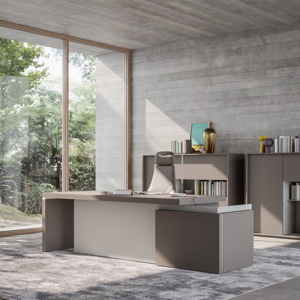 SESSANTA Rectangular wooden executive desk By PROF