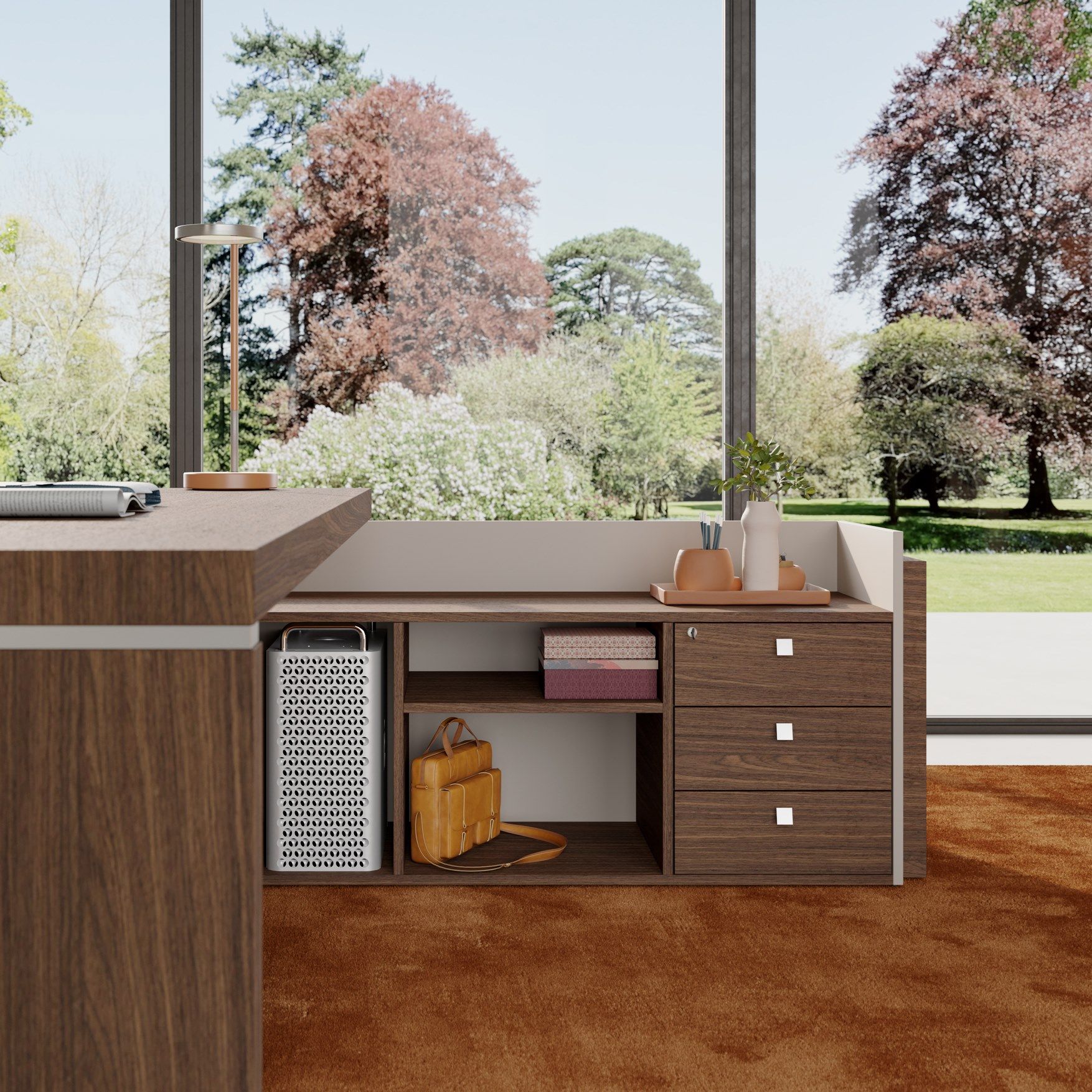 SESSANTA Rectangular wooden executive desk By PROF