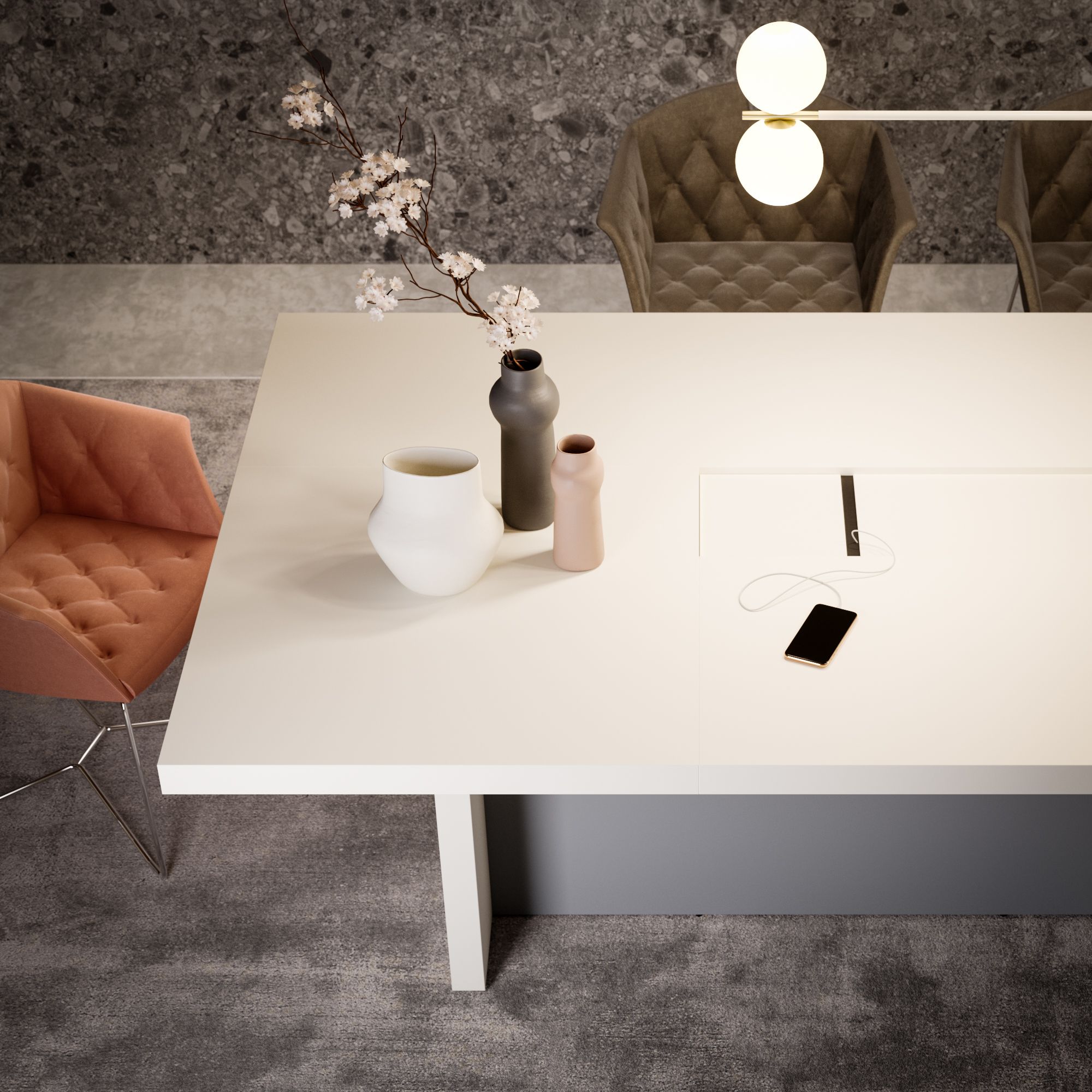 SESSANTA Rectangular wooden meeting table By PROF