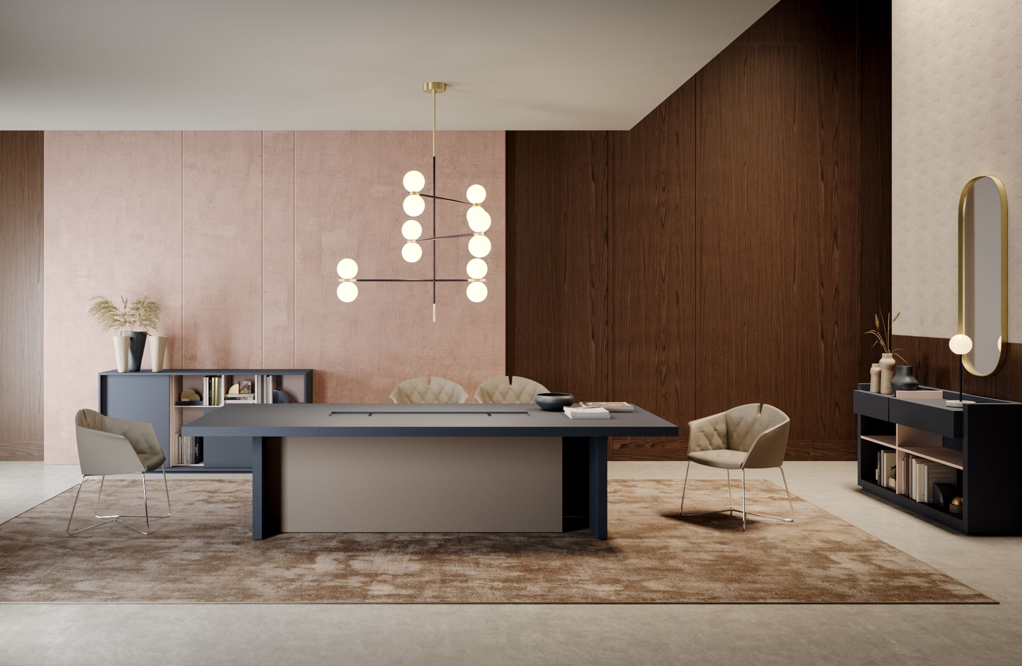 SESSANTA Rectangular wooden meeting table By PROF