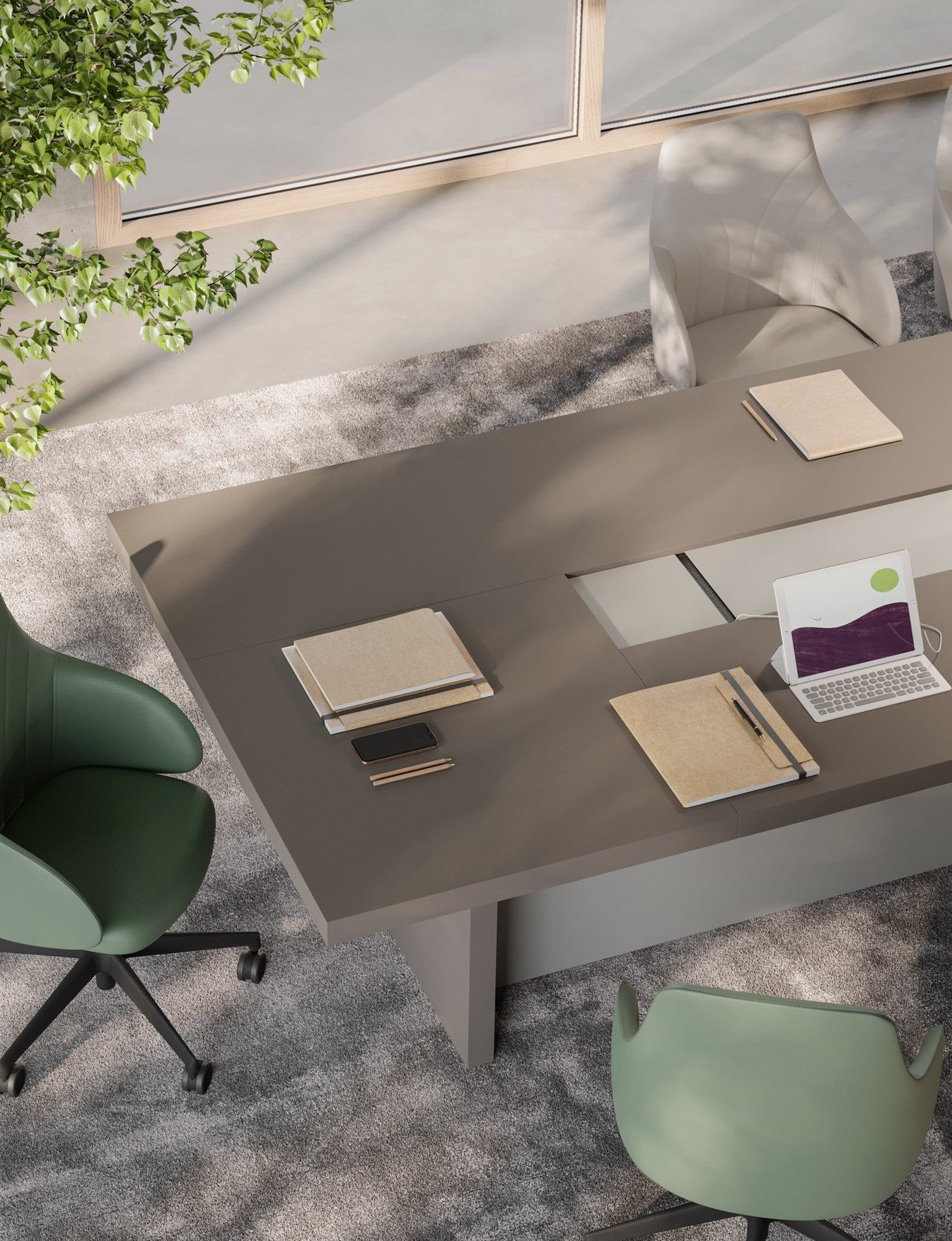 SESSANTA Rectangular wooden meeting table By PROF