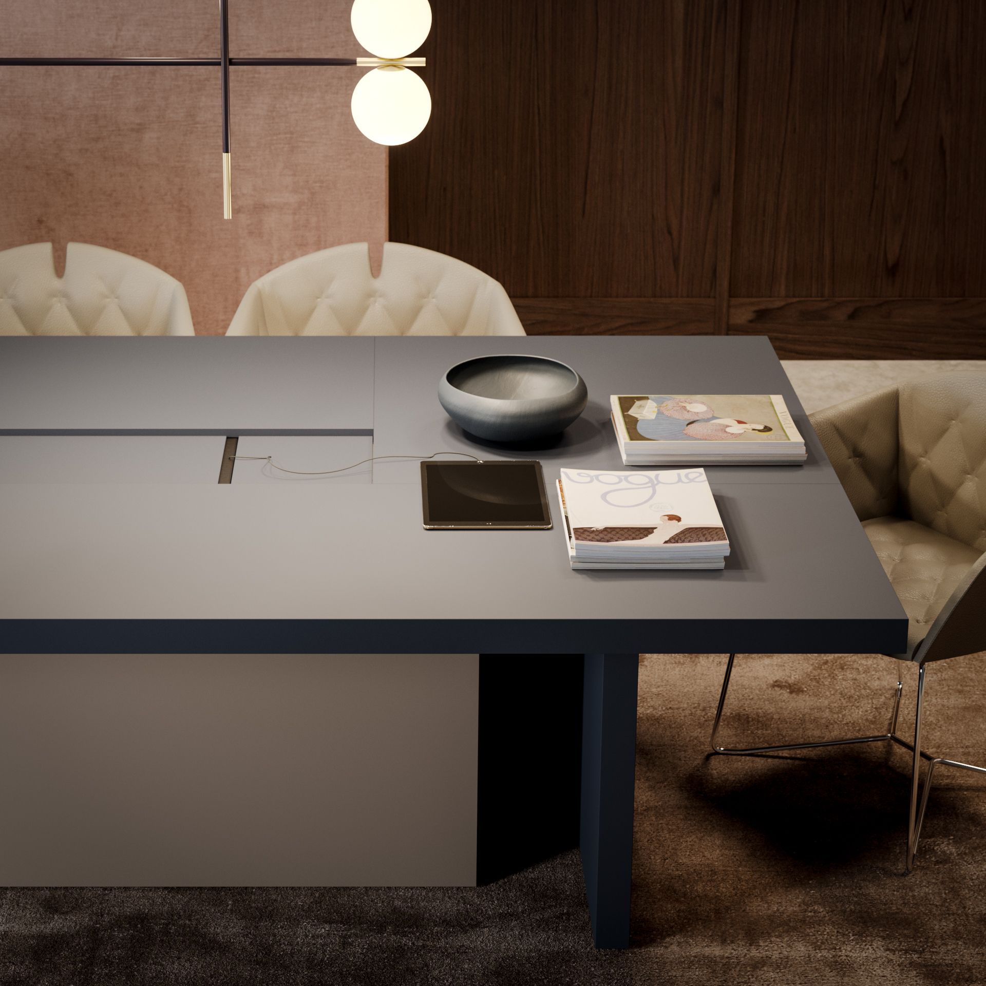 SESSANTA Rectangular wooden meeting table By PROF