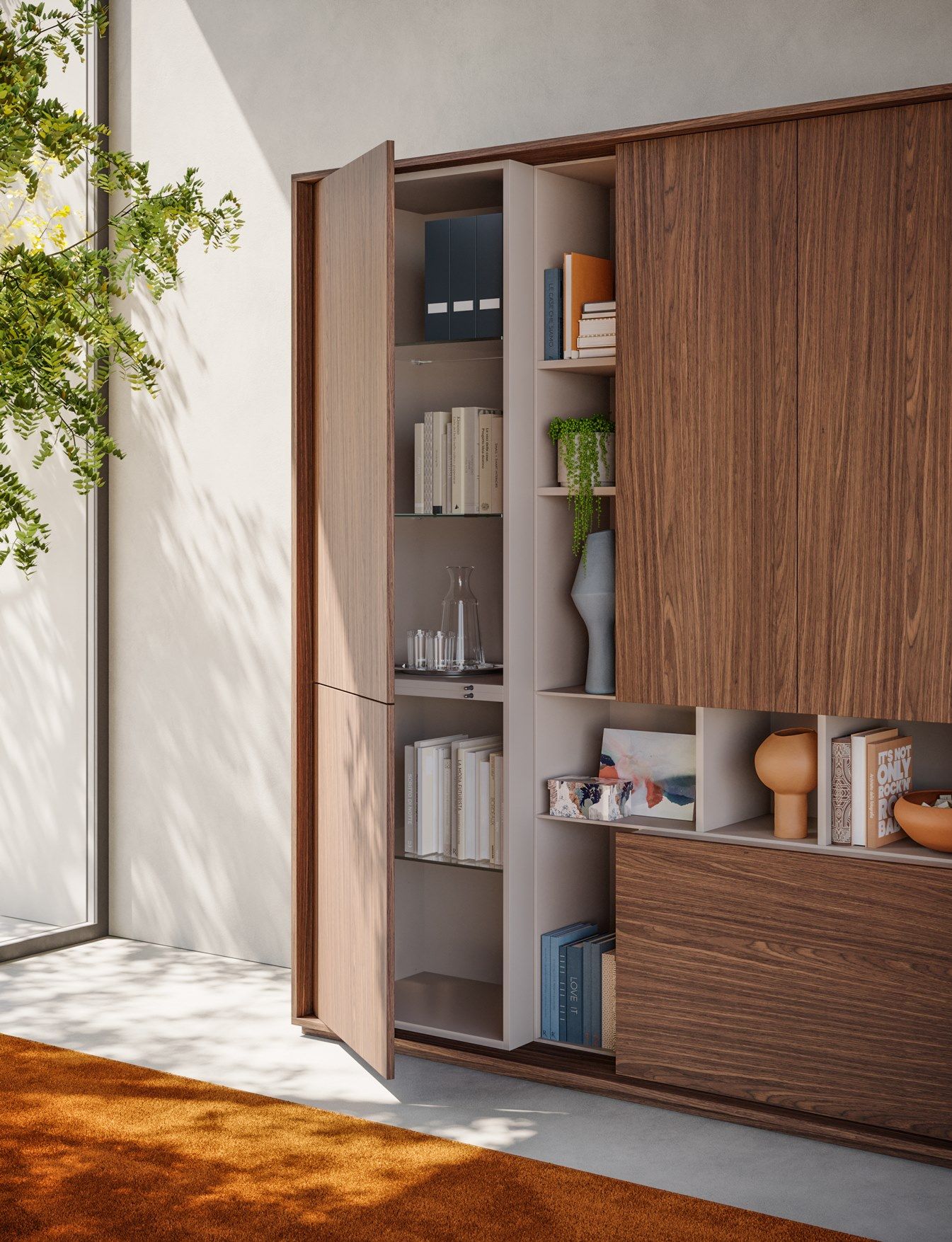 SESSANTA Wooden office storage unit with hinged doors By PROF