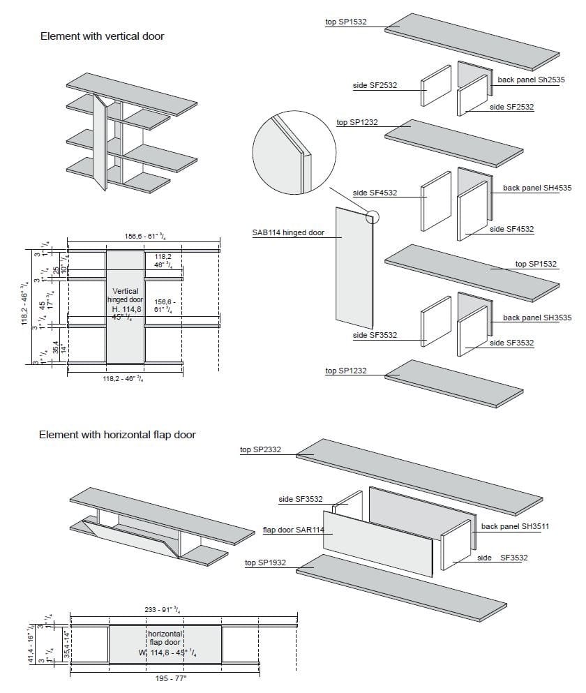 Double-sided sectional divider bookcase SET SYSTEM By FORMER design ...