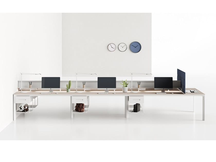 SEVENTY SEVEN Office desk with sound absorbing screens By CUF Milano